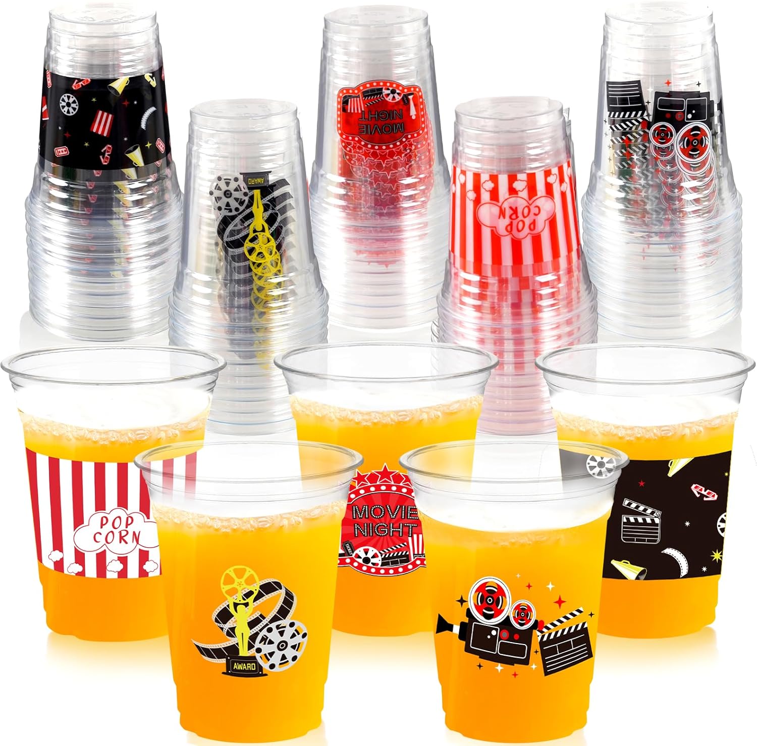 Amazon.com: 50Pcs Movie Night Cups,12 Oz Clear Disposable Plastic ...
