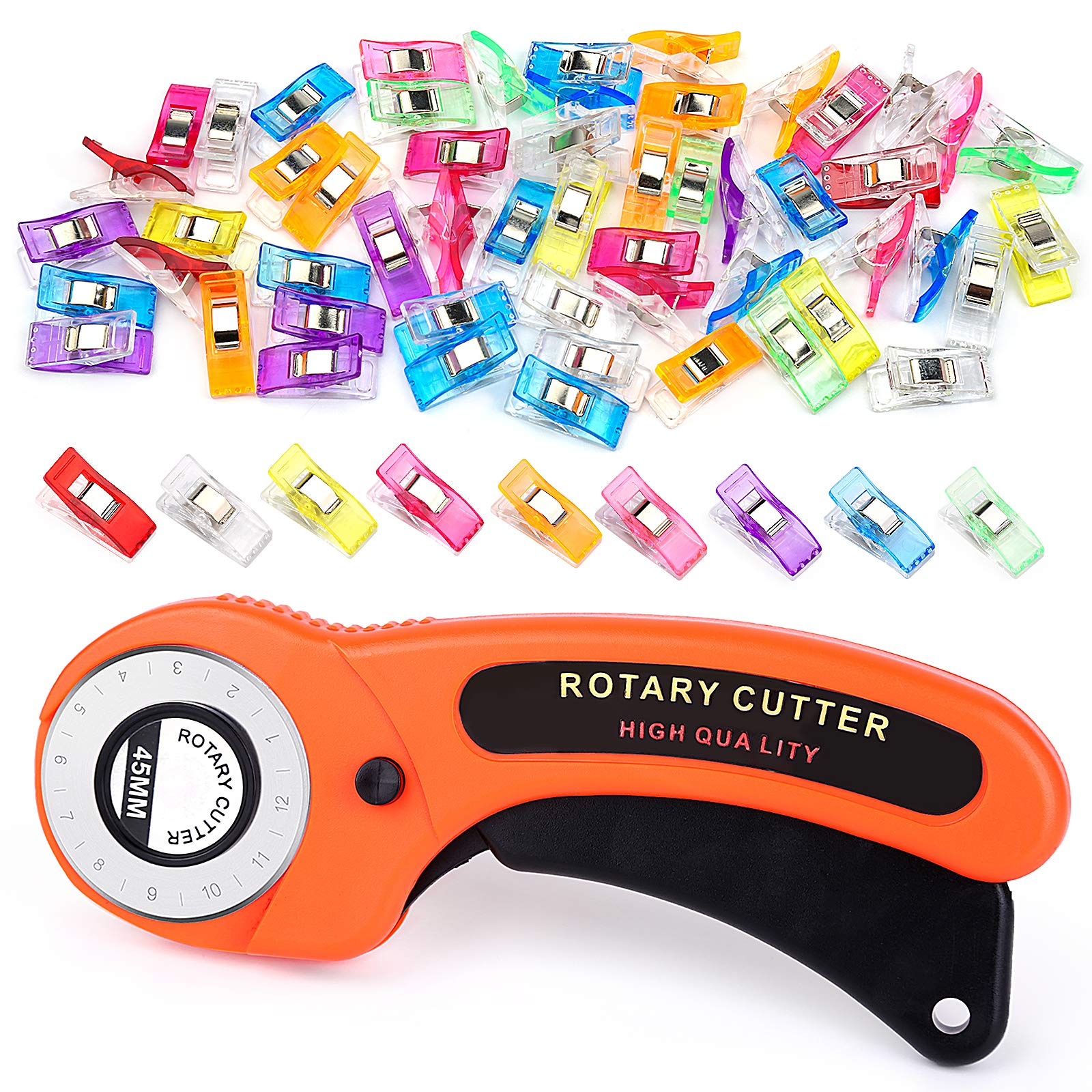 Rotary Cutter, 51 Pcs Fabric Cutter Wheel and Sewing Clips Cutting ...