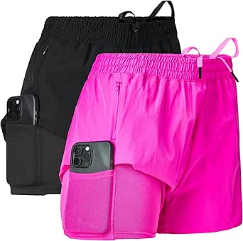 Amazon.com: Ultra Performance Gym Shorts Women Pack of 2, Nylon ...