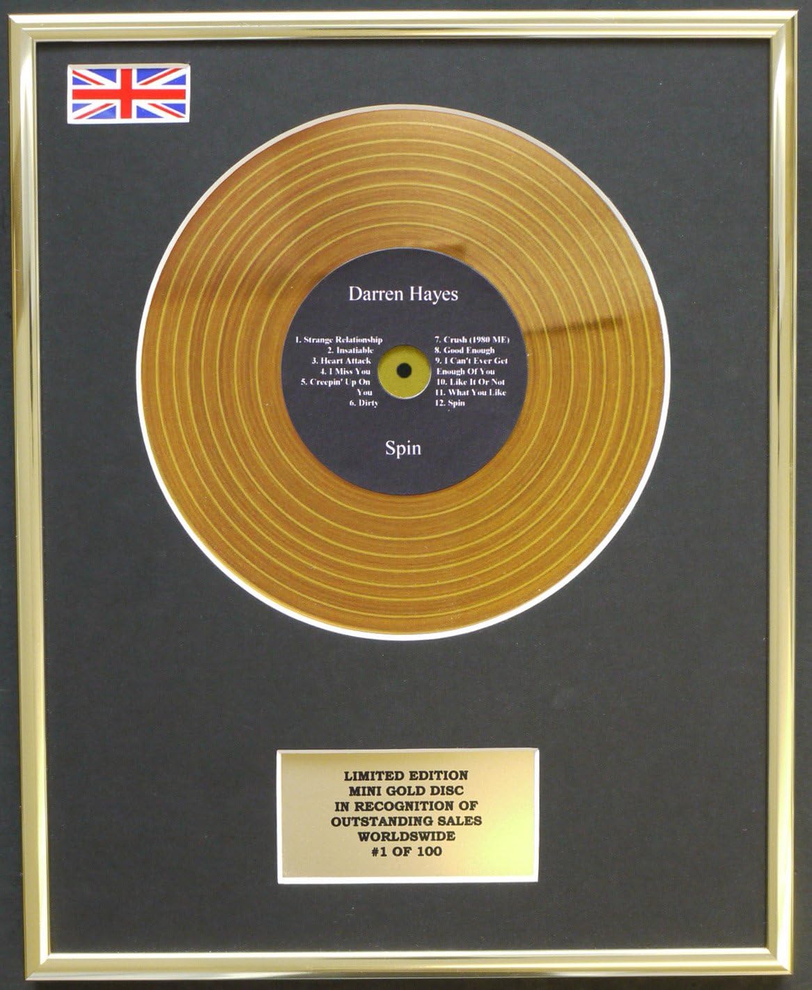 DARREN HAYES /MINI GOLD DISC DISPLAY/LIMITED EDITION/COA/ SPIN : Amazon ...