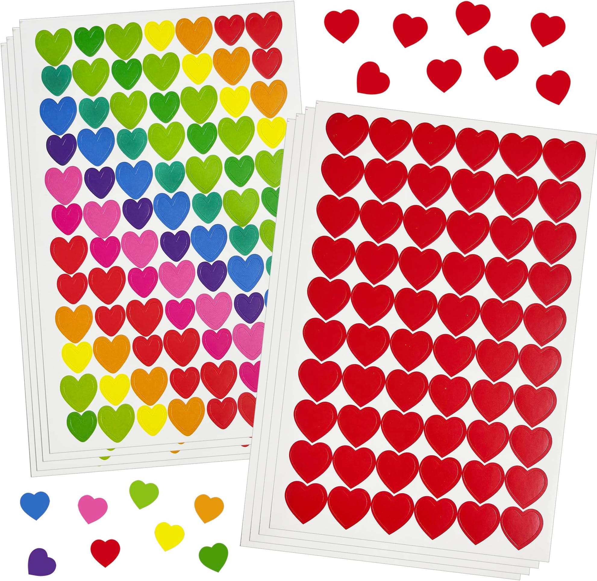Amazon.com: 2040 PCS Red Heart Shape Stickers, Colorful Love Labels ...