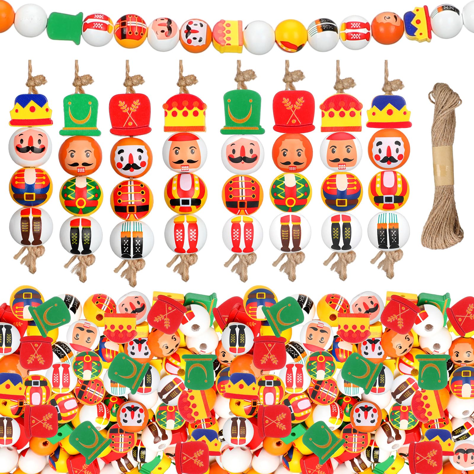 Amazon.com: Suzile 144 Pcs Christmas Wood Beads 4 Styles Christmas ...