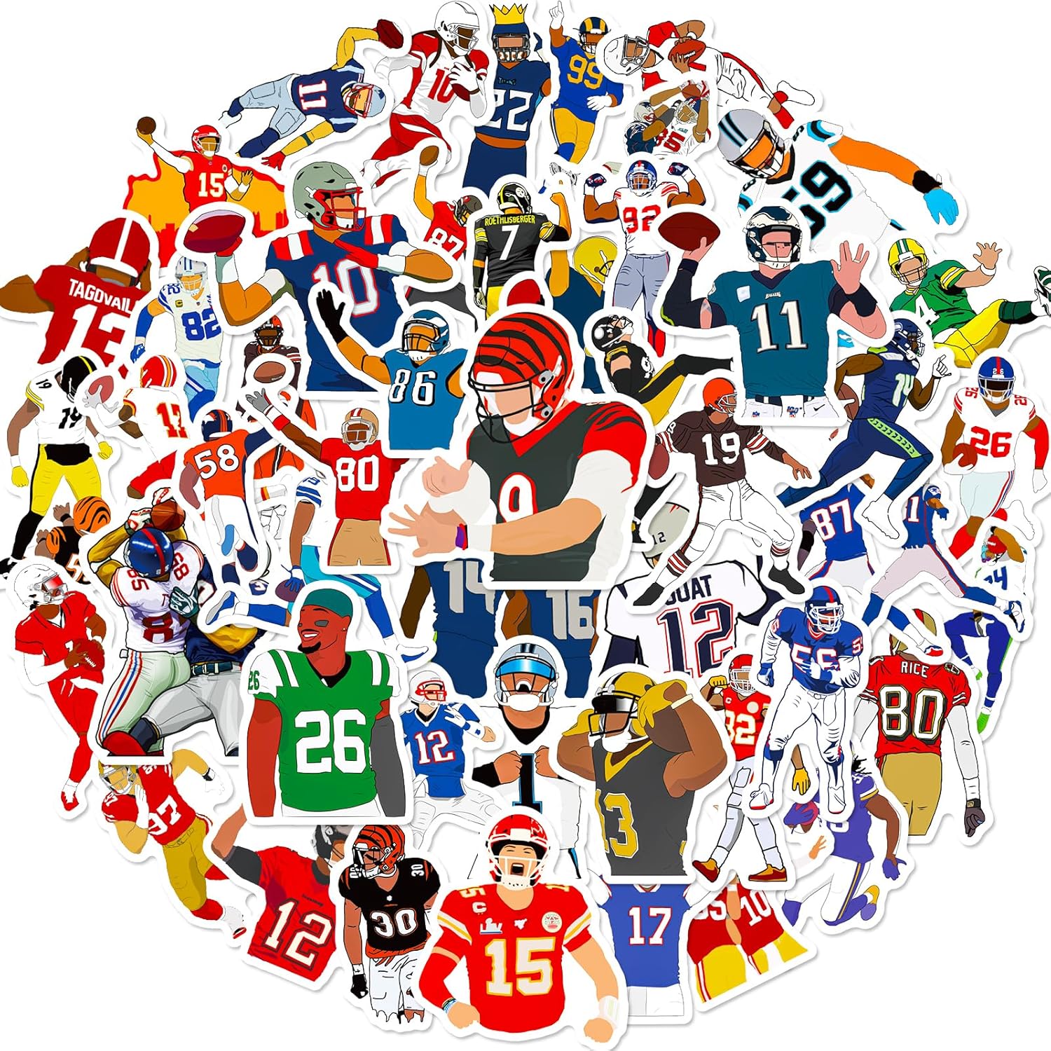 Amazon.com: 50Pcs American Football Stickers for Rugby Team Fans Vinyl ...