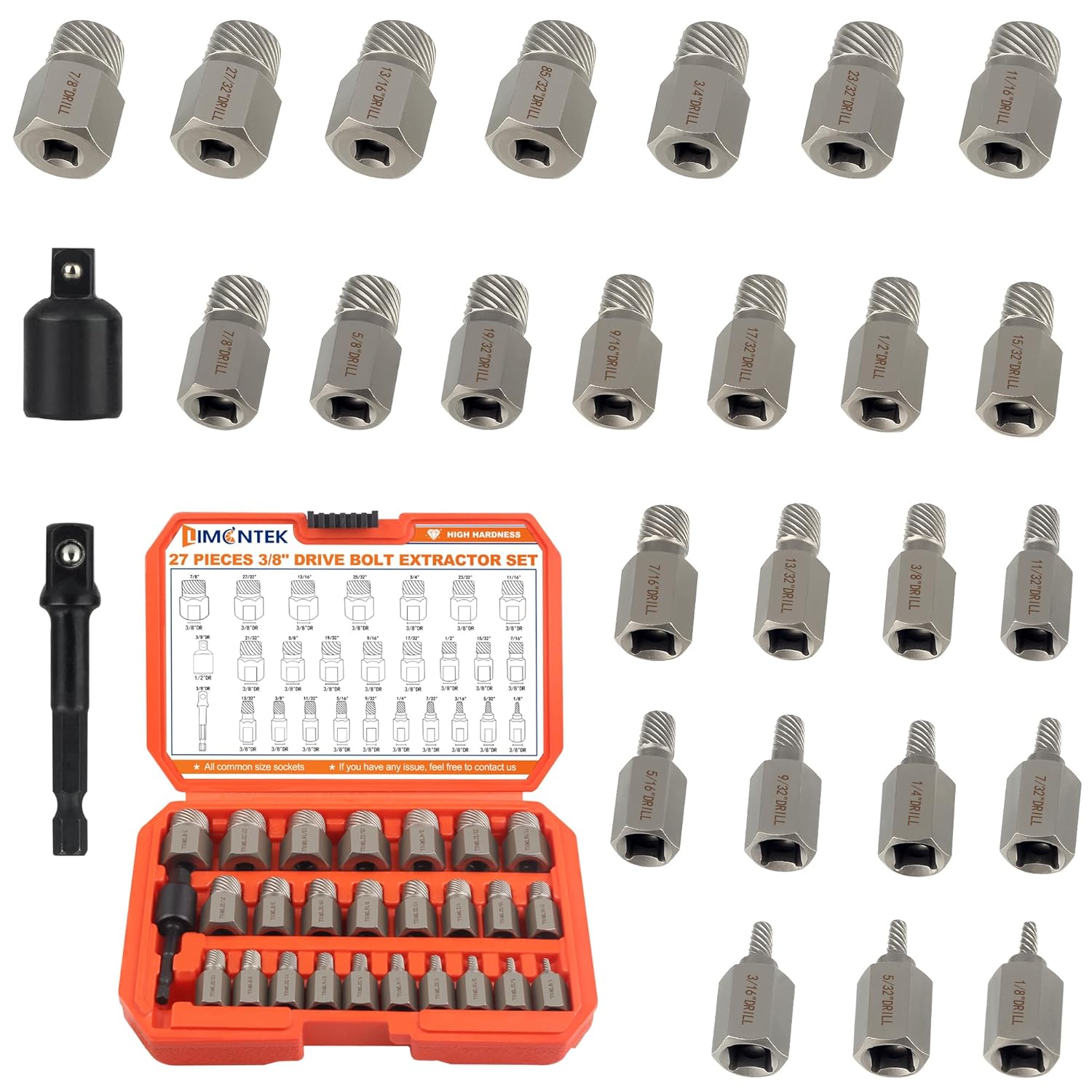limontek 27Pcs Bolt Extractor Kit Screw Extractor Set, Easy Out Bolt ...