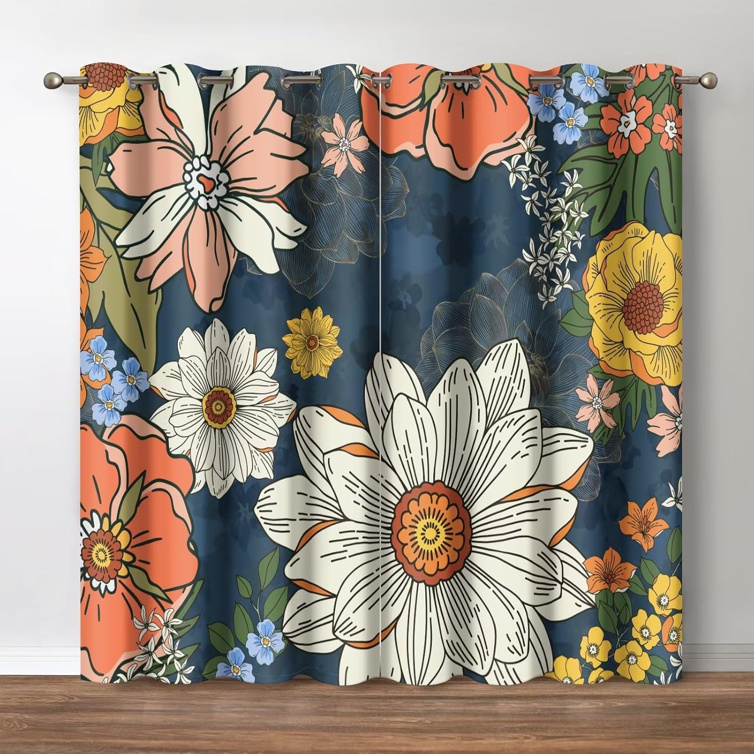 Amazon.com: Jekeno Boho Floral Blackout Curtains, Bohemian Tropical ...