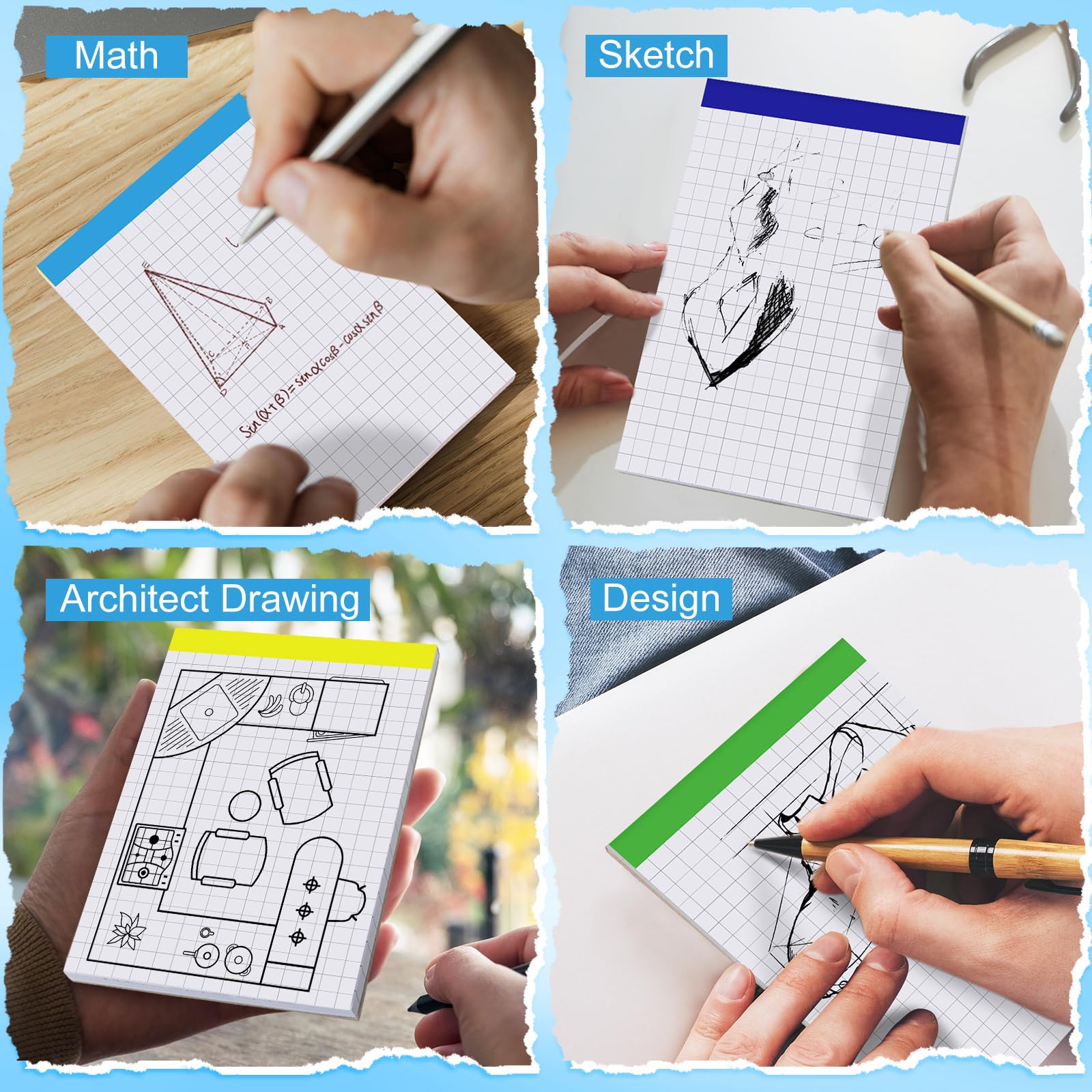 Snapklik.com : Tenceur 8 Pack Grid Paper Pad 4 X 6 Inch Graph Paper Pad ...