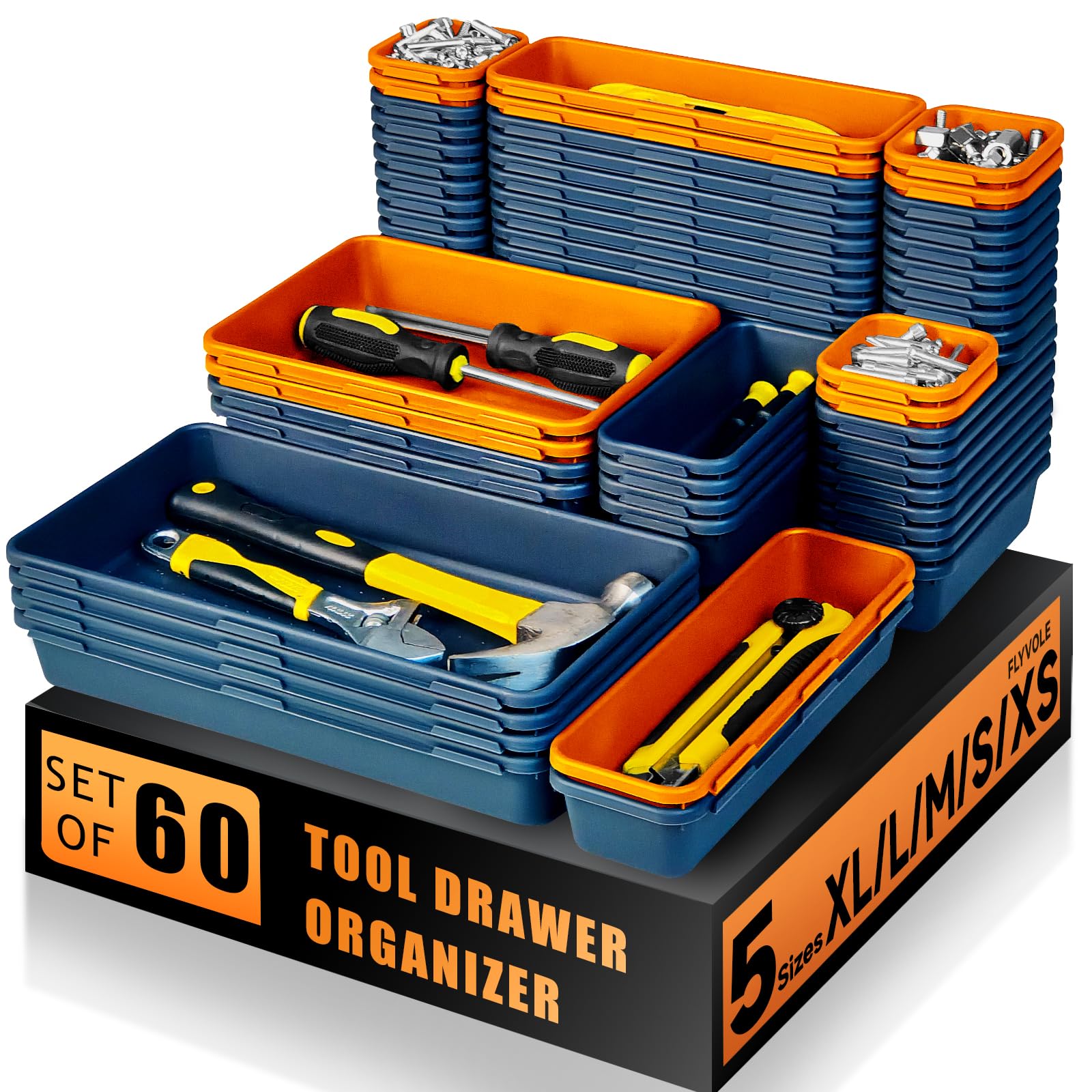 FLYVOLE Tool Box Organizer Tray, Toolbox Desk Drawer Organizer, Tool ...