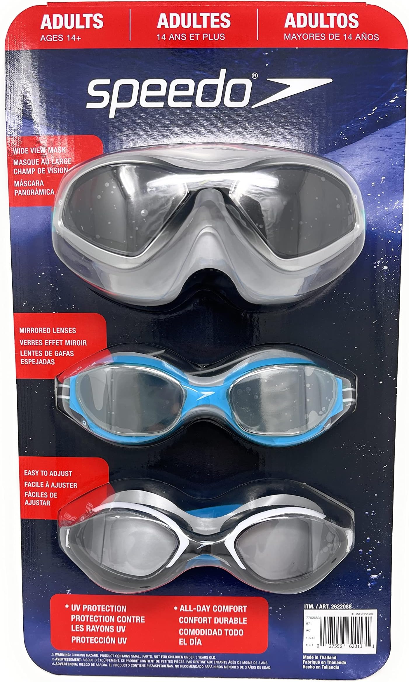 Speedo 3 Pack Adult Swimming Goggles - Colors May Vary : Amazon.com.au ...