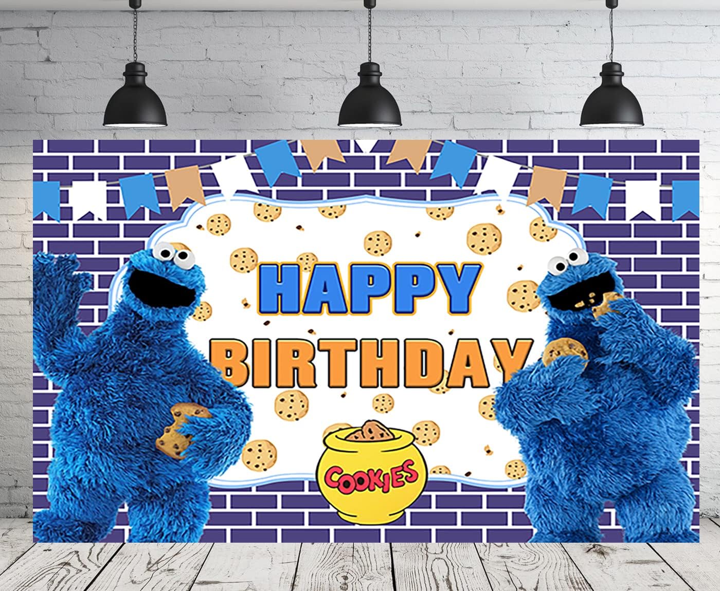 Cookie Monster Backdrop for Birthday Party Supplies 5x3ft Cartoon ...