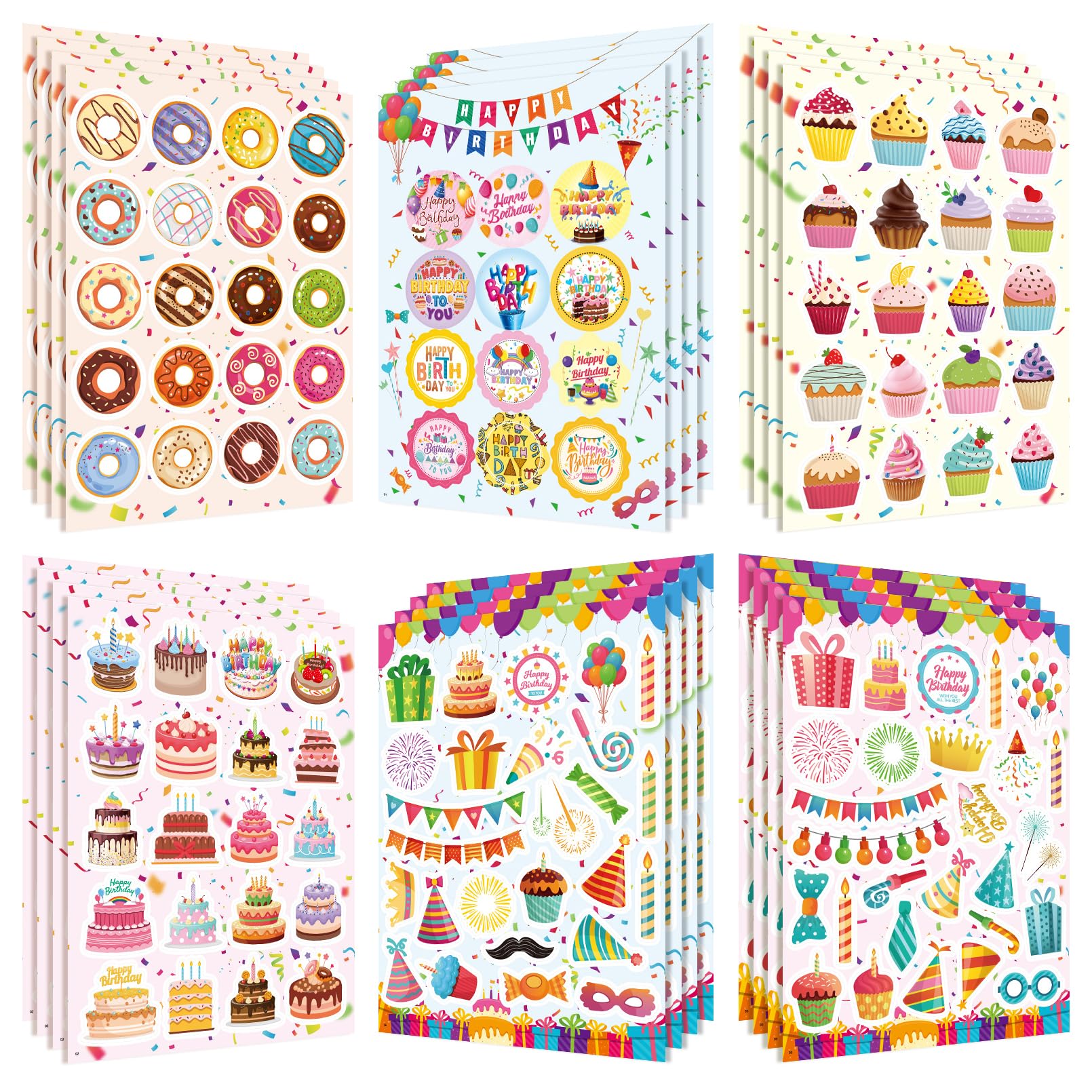 Amazon.com: 500 Pcs Happy Birthday Stickers for Kids Adults, 24 Sheets ...