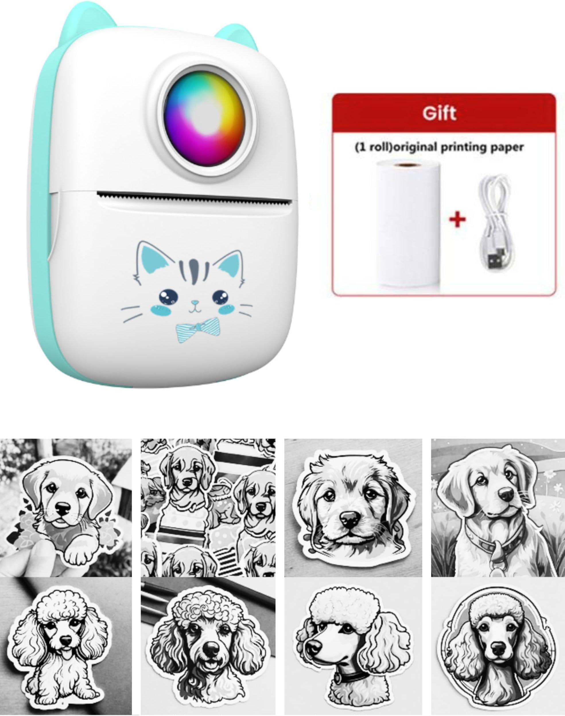 Amazon.com: Inkless Sticker Printer, 200DPI Mini Photo Printer ...