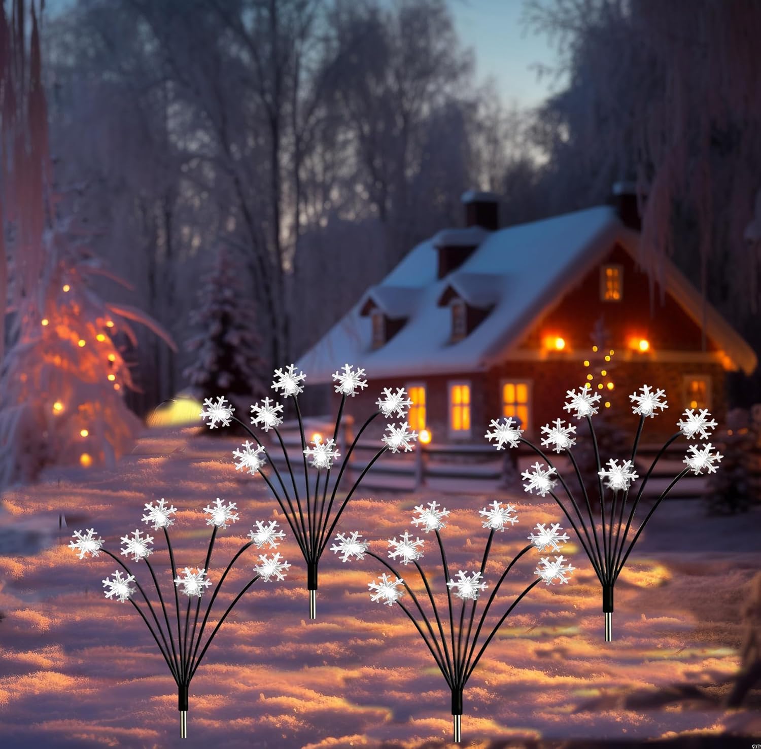 Phreewill 32LED Solar Snowflake Lights - White Swaying Christmas ...