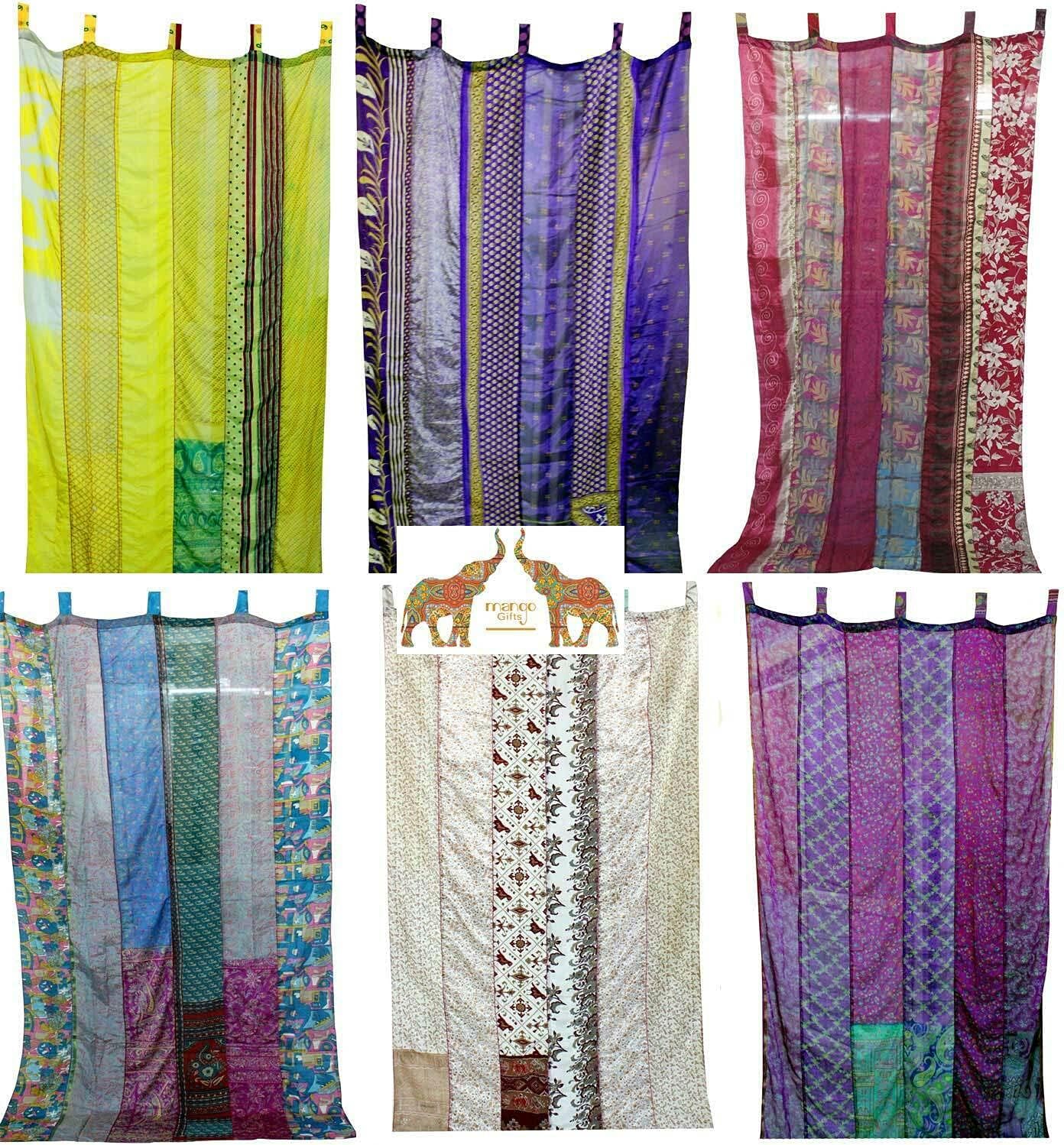 Amazon.com: Mango Gifts Vintage Sari Patchwork Curtains - Handmade ...