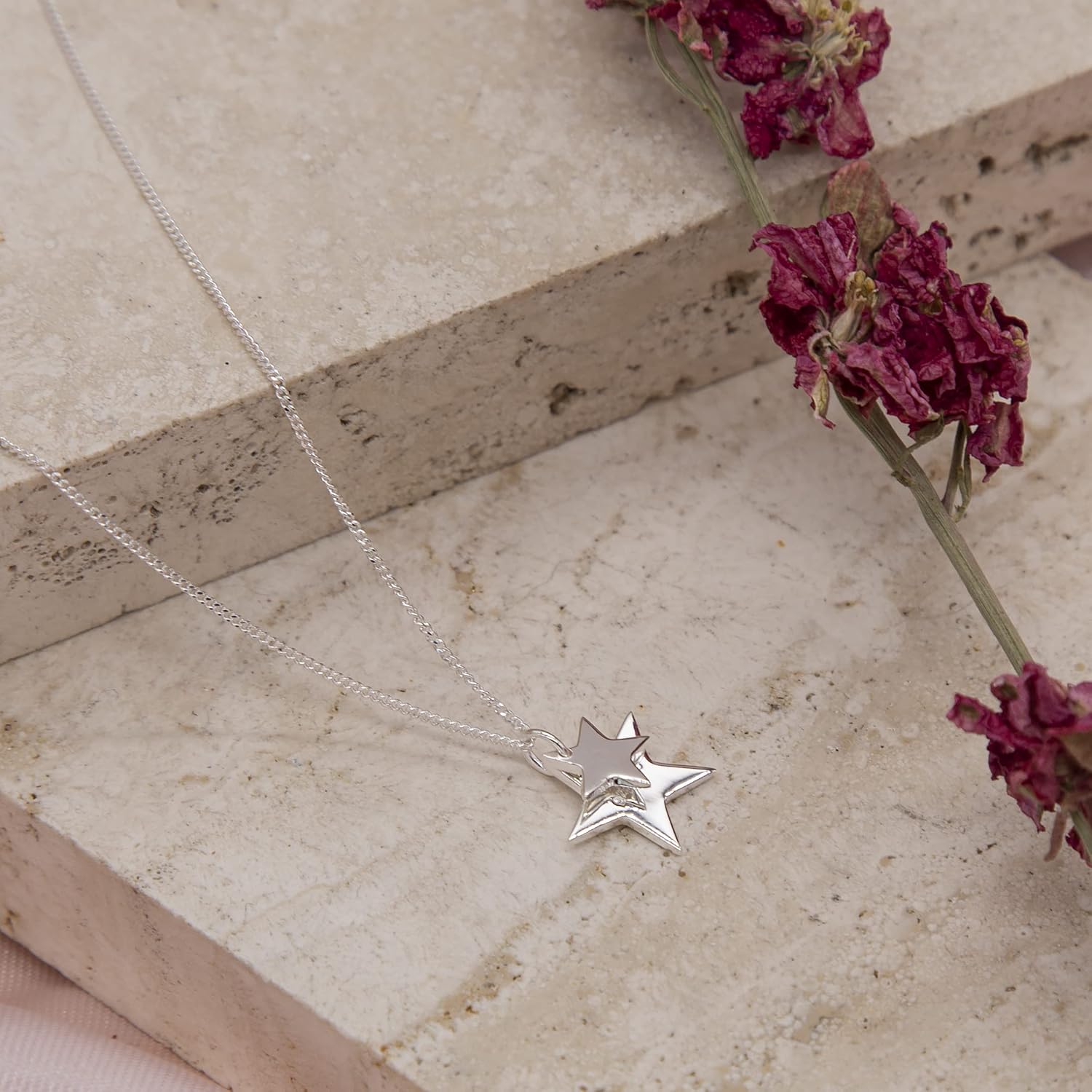 Tuscany Silver Women's Sterling Silver Small Double Star Pendant on ...