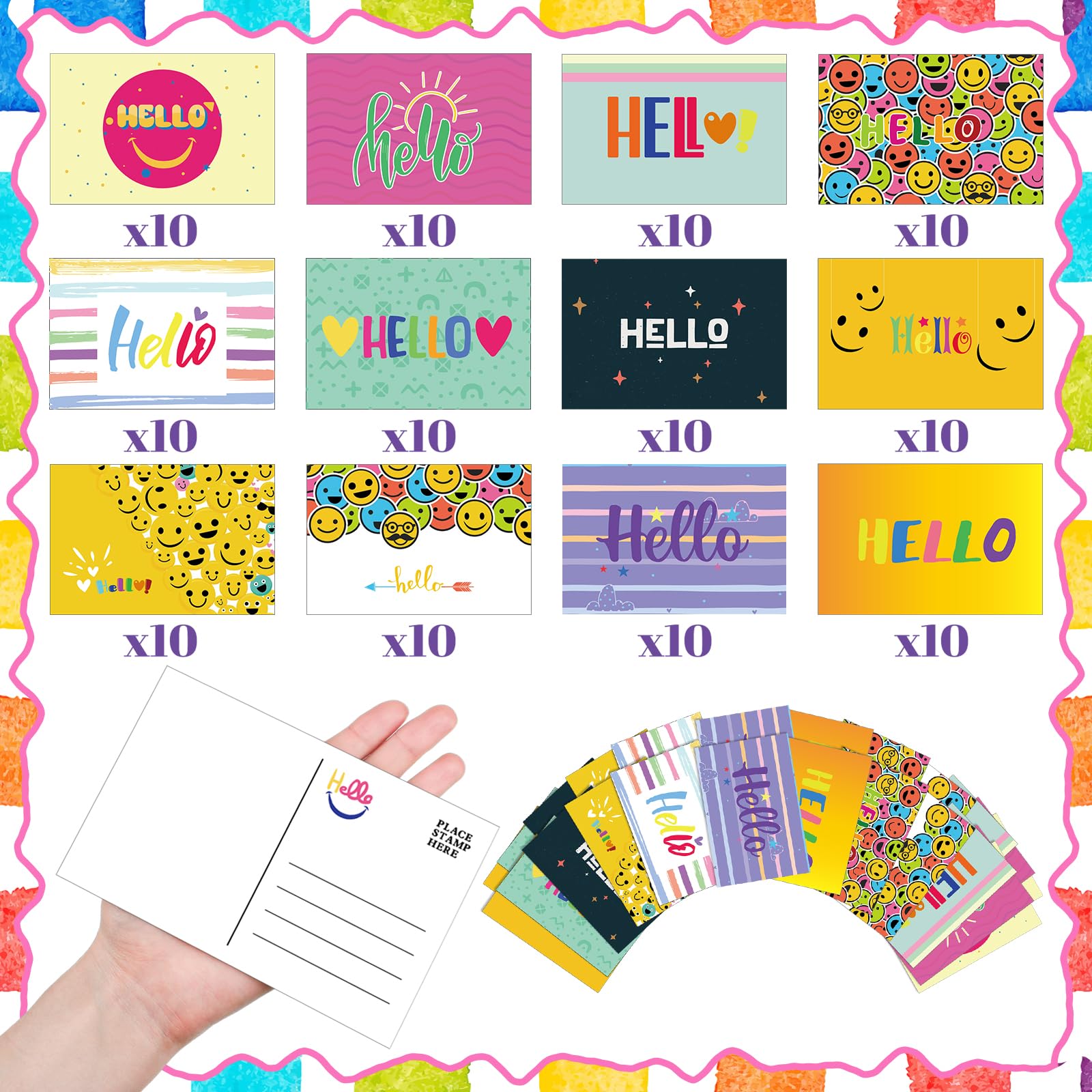 Snapklik.com : Kosiz 120 Pcs Hello Cards 4 X 6 Inch Postcards Assorted ...
