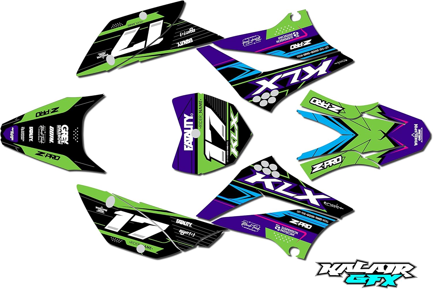 Amazon.com: Kalair GFX Graphics Kit for Kawasaki KLX110, KLX110R/RL ...