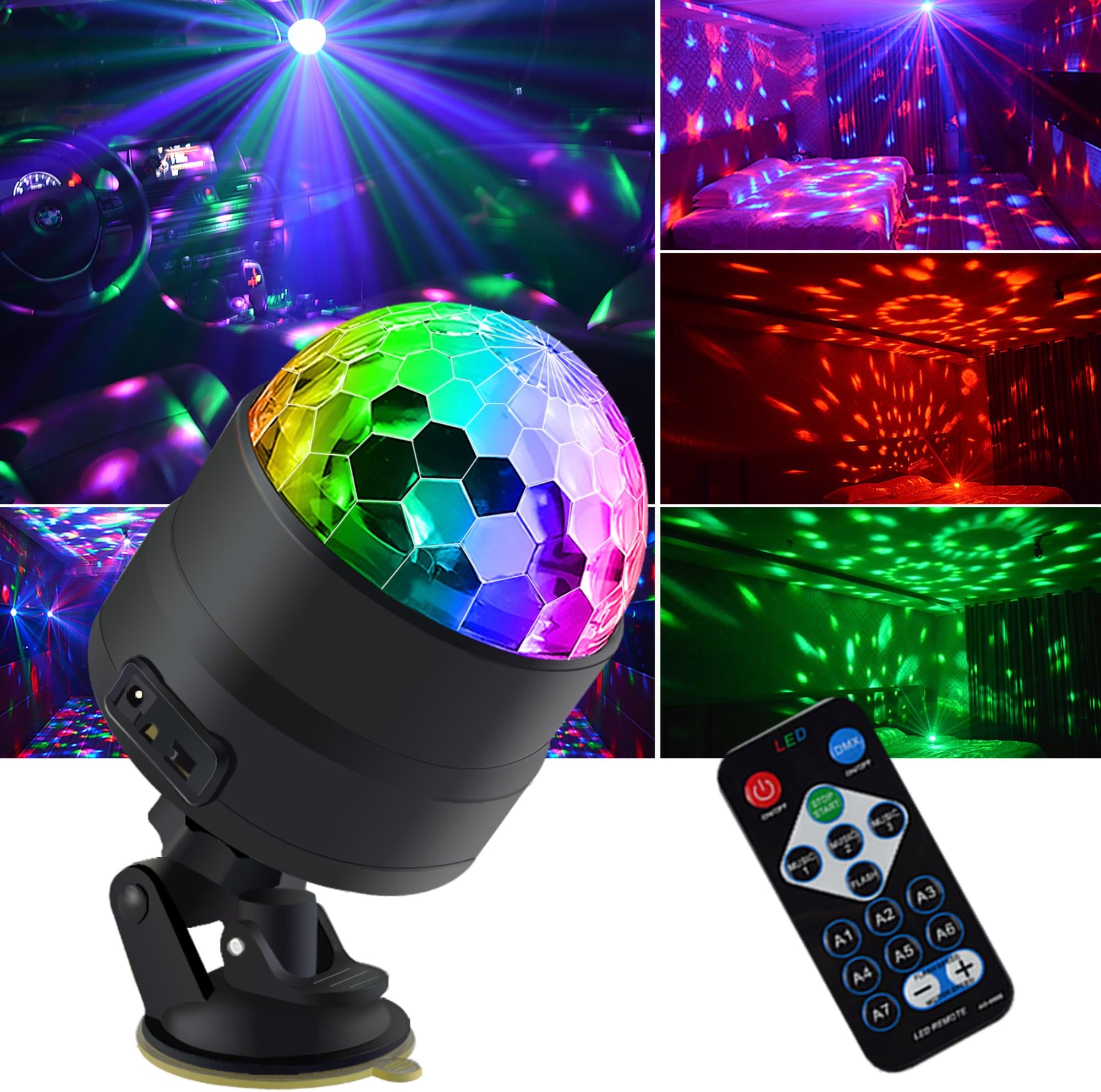 Apeocose 2-Pack Disco Ball Party Light Sound Activated Remote Control ...