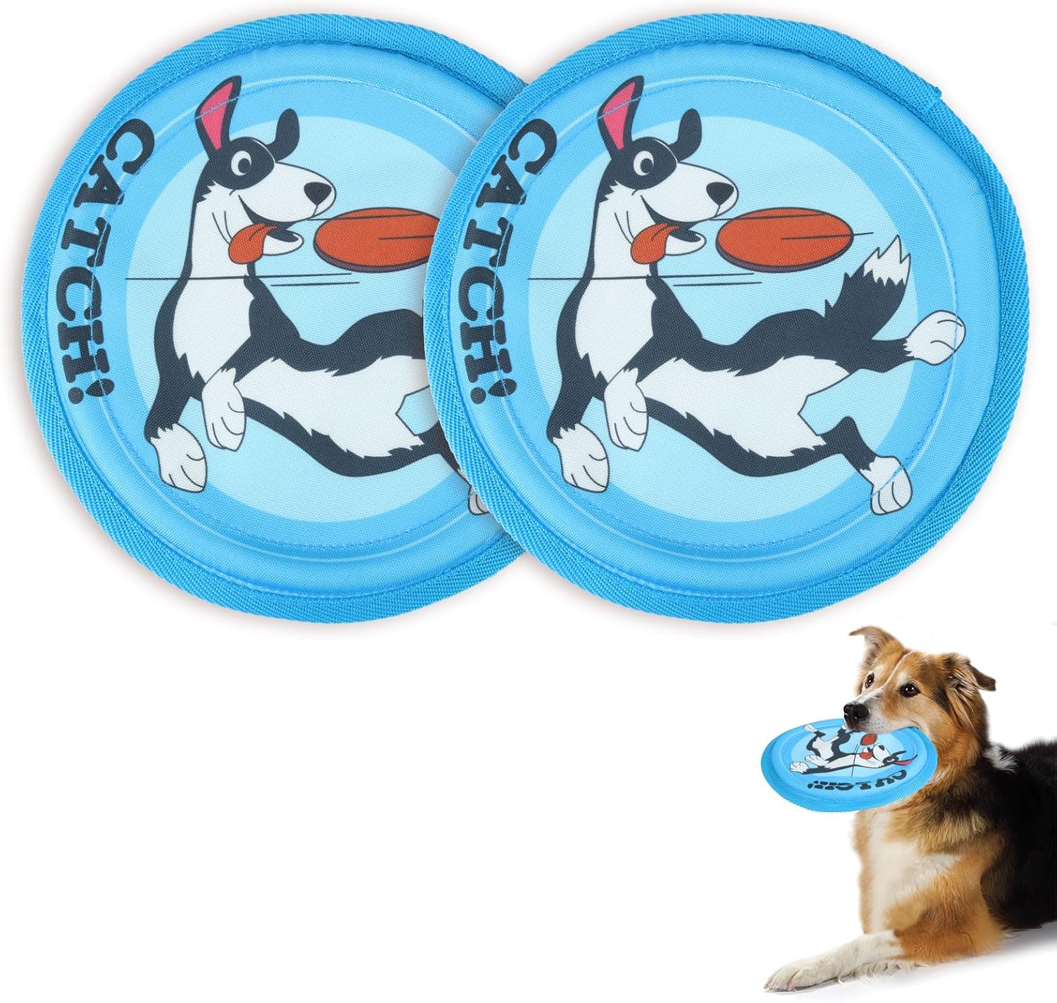 2Pcs Dog Frisbee, Floatable Dog Flying Disc, Easy to Chuck or Throw ...
