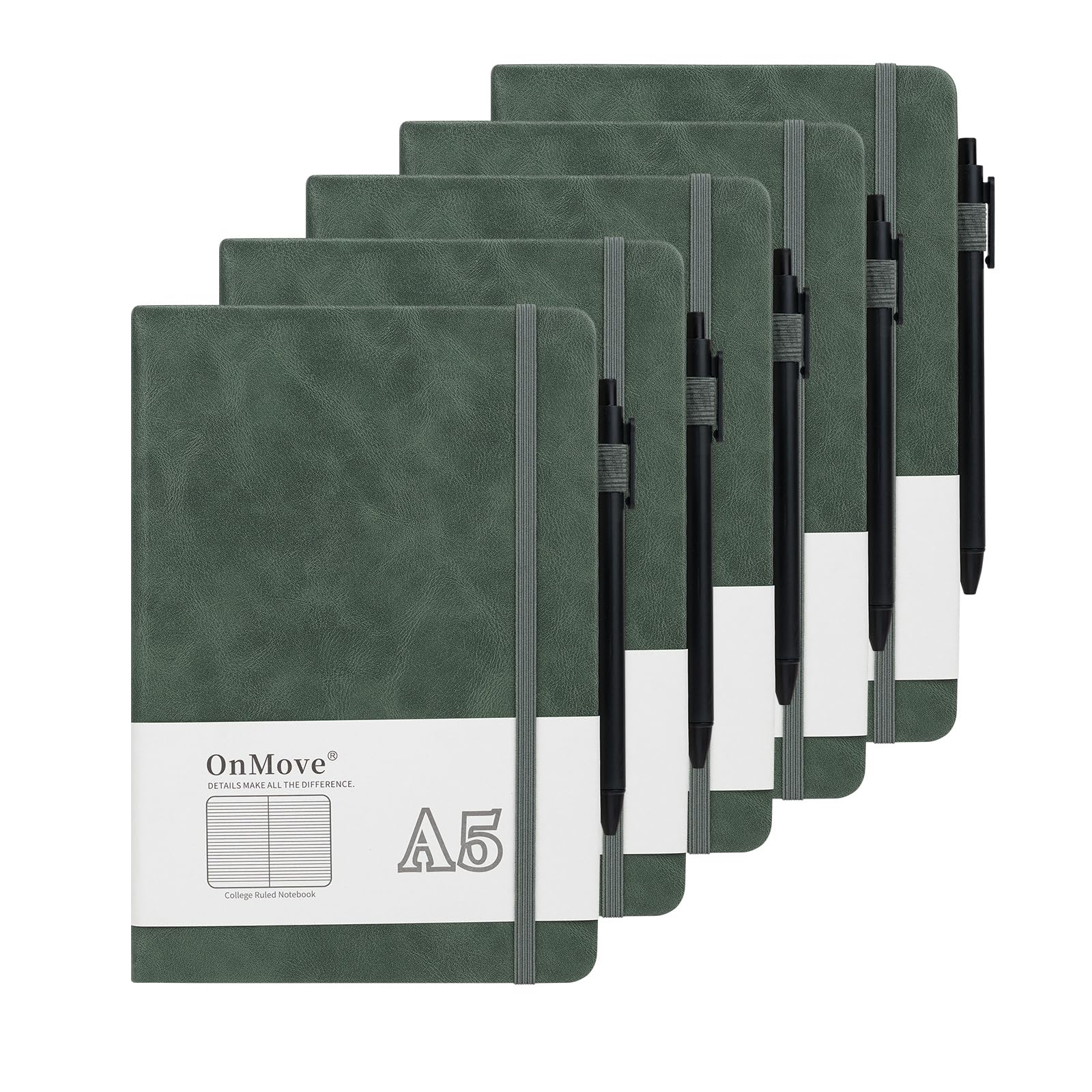 Amazon.com : OnMove Notebooks Journal for Women Men 5 Pack Bulk Leather ...