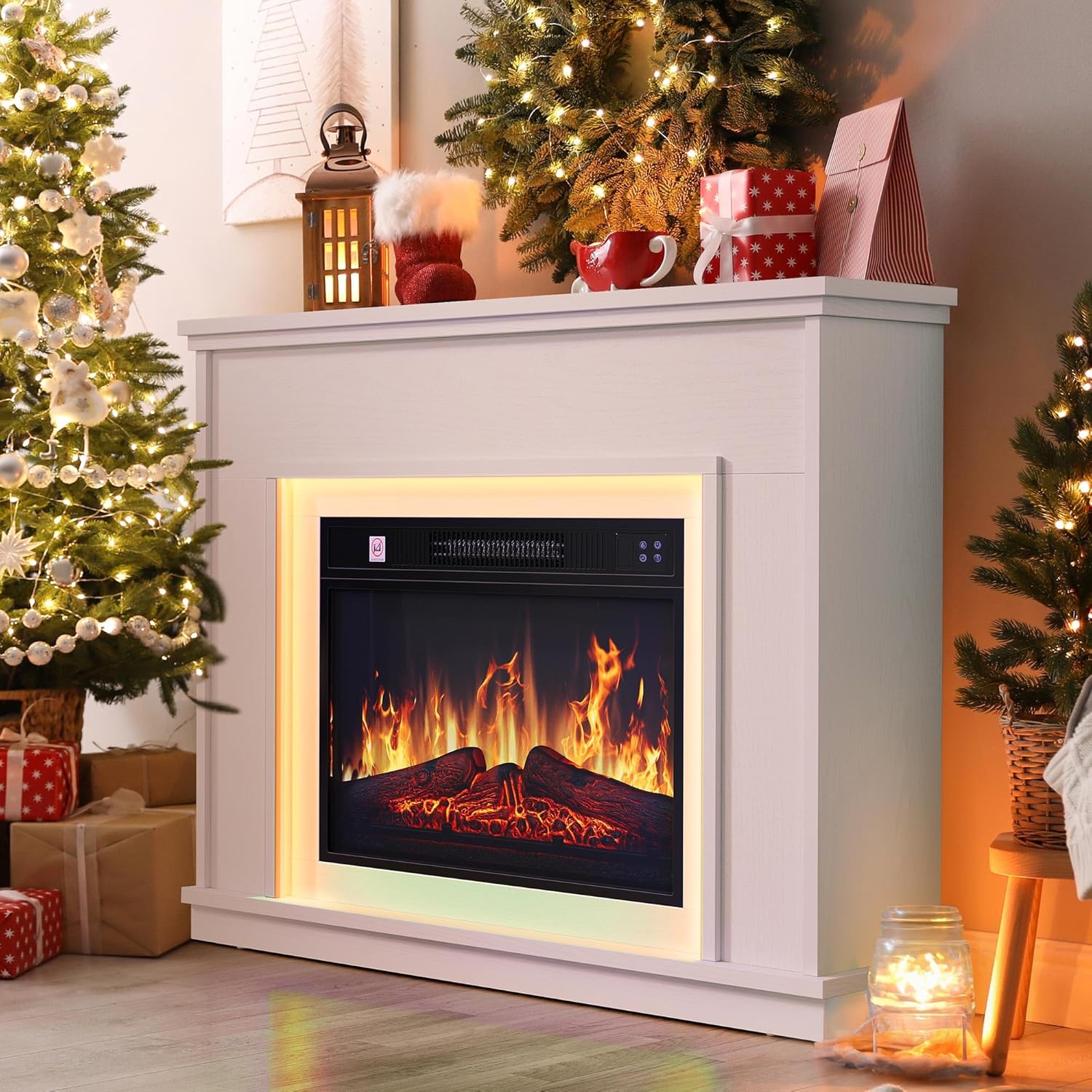 YITAHOME Fireplace, White Electric Fireplace and Surround Fireplace ...