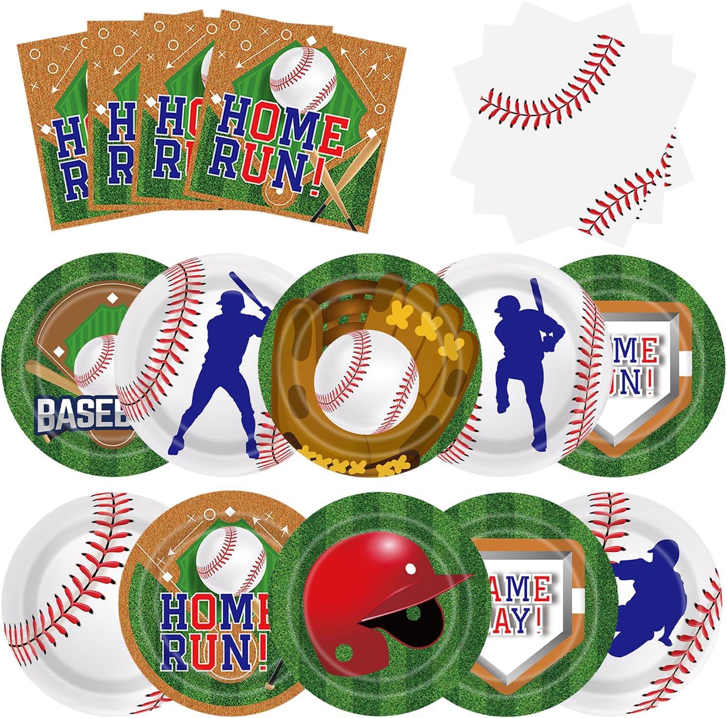 Amazon.com | Baseball Birthday Party Decorations 100Pcs Baseball Plates ...