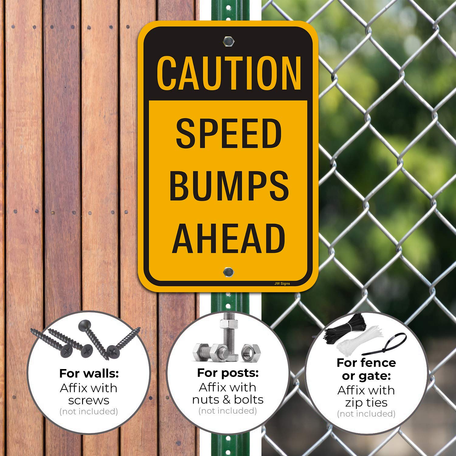 Speed Bumps Sign Speed Bumps Ahead Sign - 12x12 Inch Yellow Reflective ...