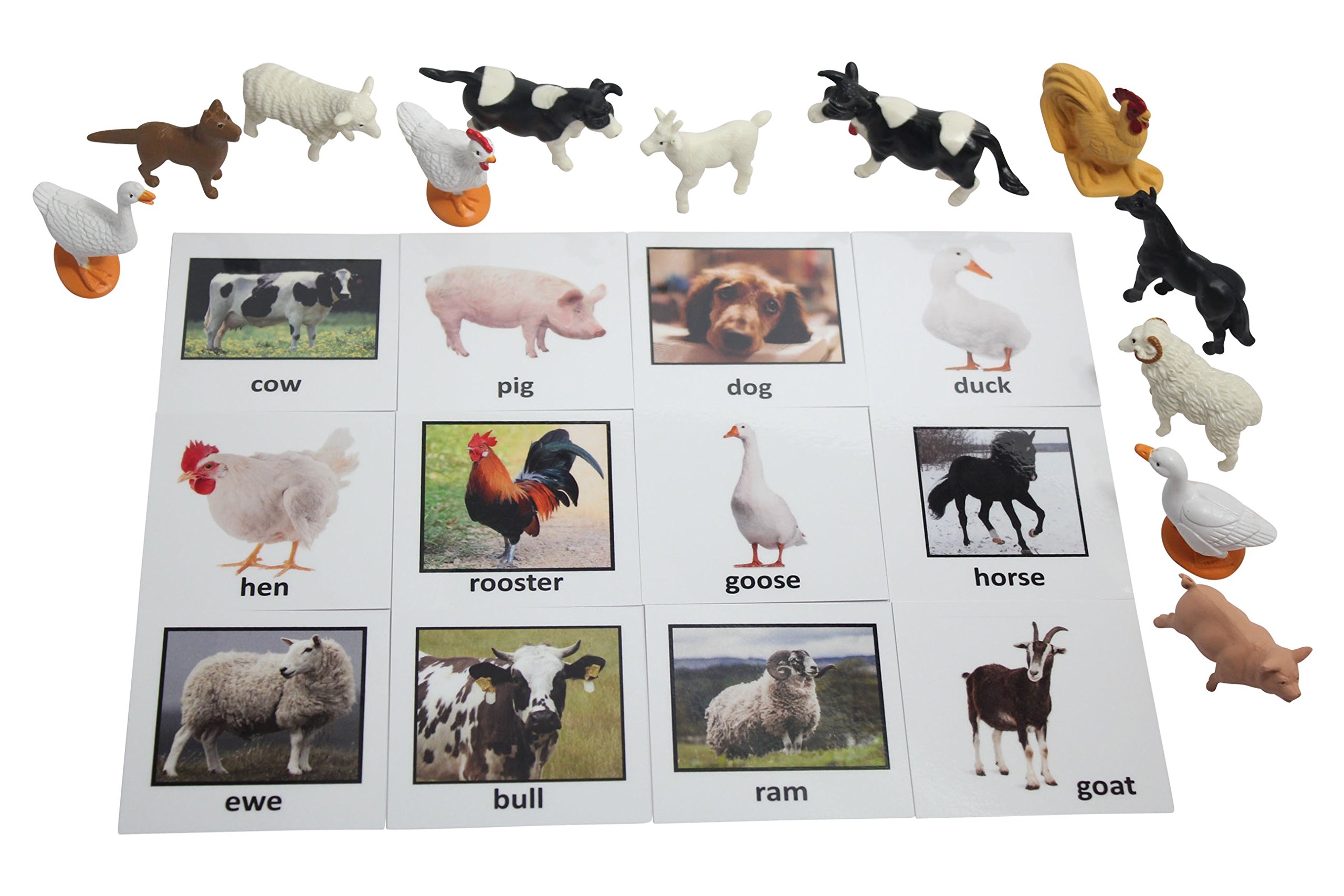 Montessori Animal Match - Miniature Farm Animal Toy Figurines with ...