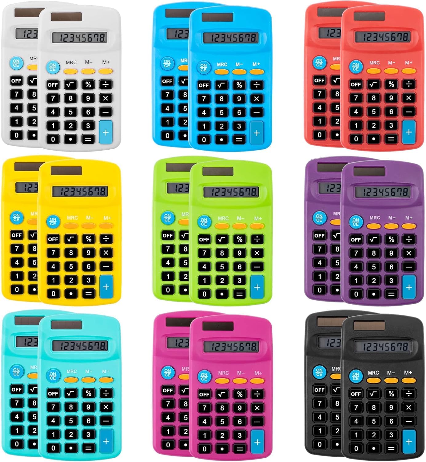 Buy 18 Pieces Pocket Size Calculator 8 Digit Display Basic Calculator ...
