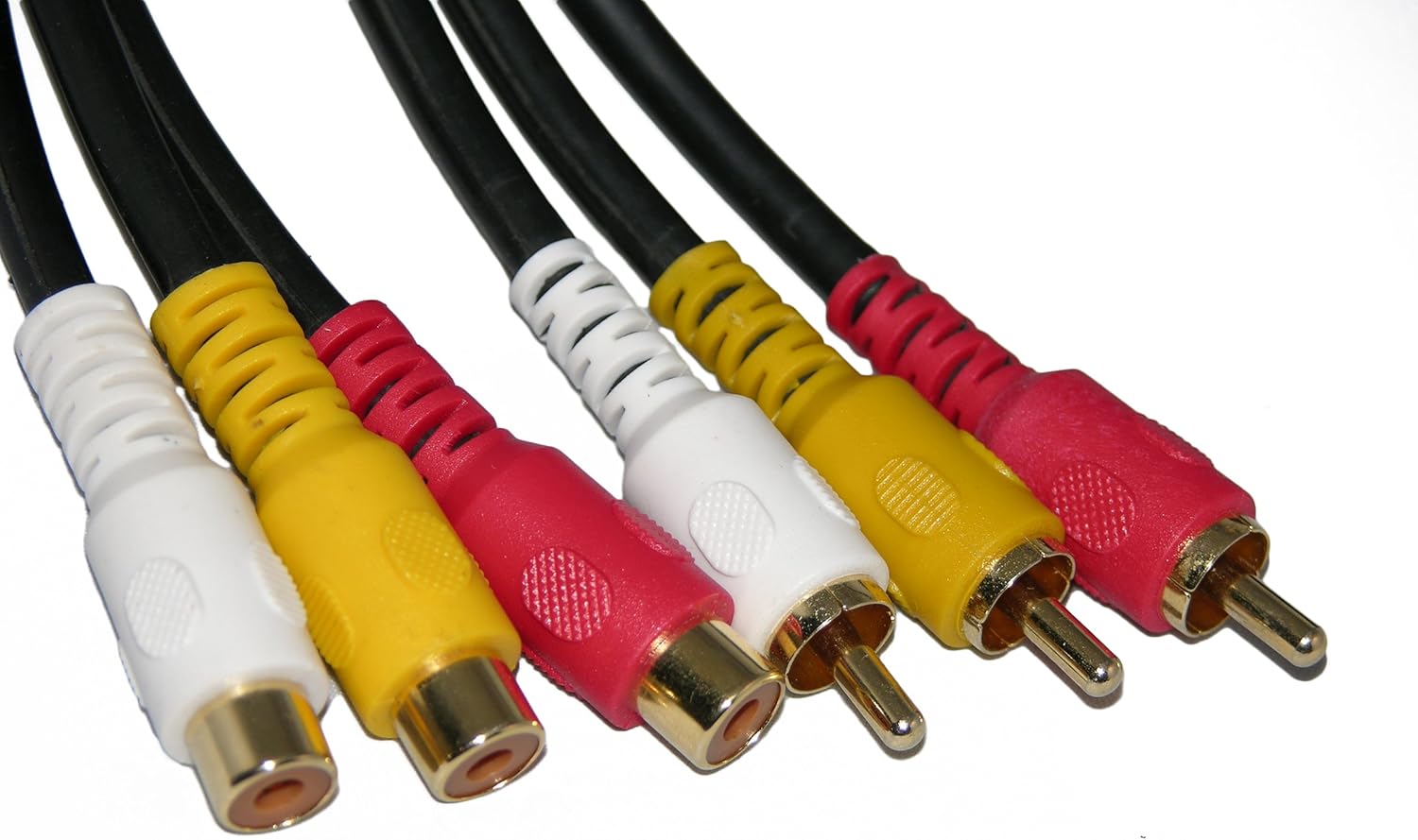 Amazon.com: 3 RCA Male / 3 RCA Female Audio Video Cable Gold Plated 35 ...