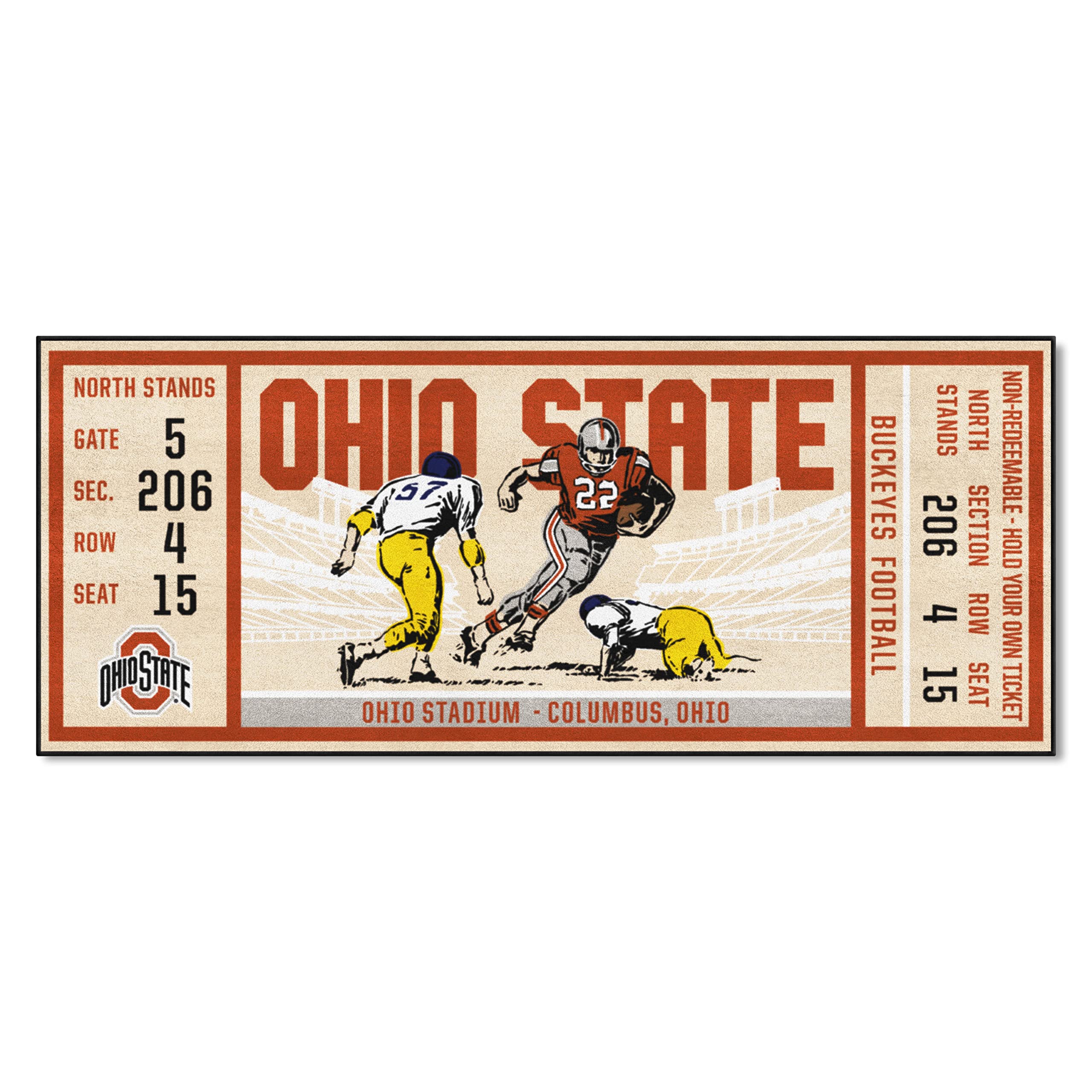 FANMATS 23168 Ohio State Buckeyes Ticket Design Runner Rug - 30in. x ...
