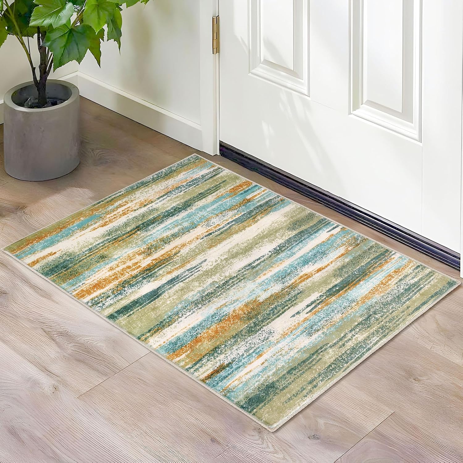 Amazon.com: Lansny Modern Abstract Entryway Rug Indoor 2x3 Washable Rug ...