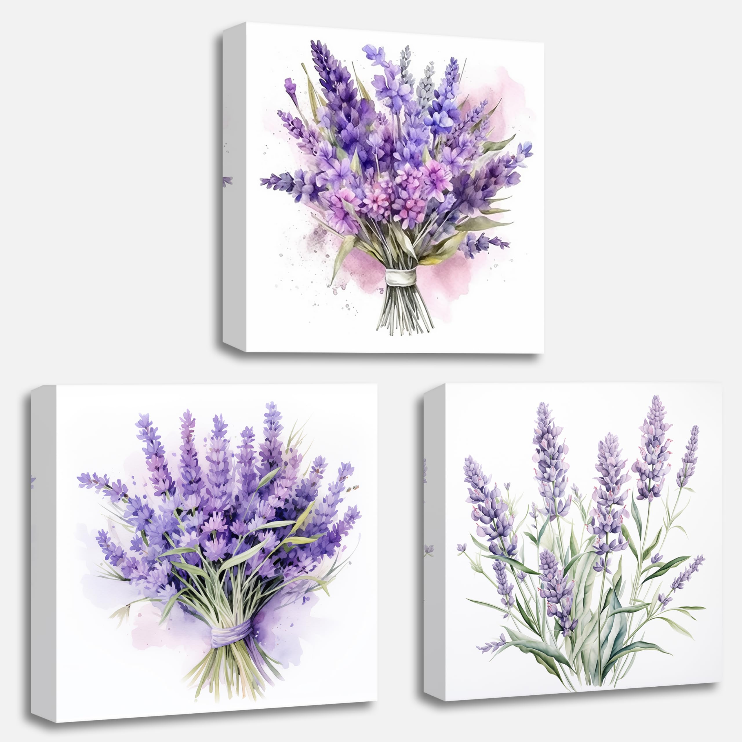 Amazon.com: QIXIANG Lavender Canvas Wall Art 3 Pieces Rustic Purple ...