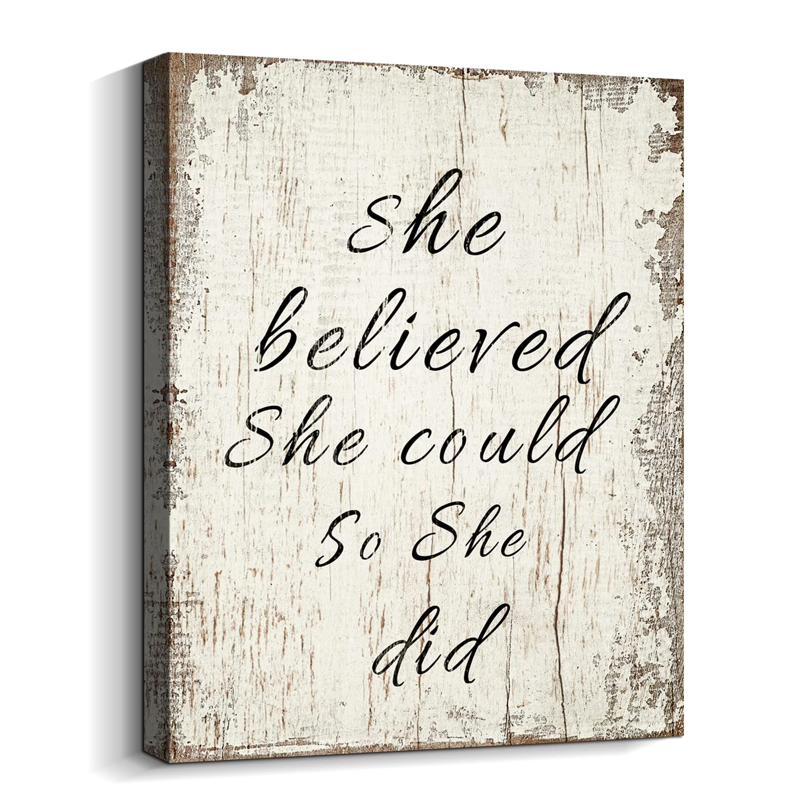 Amazon.com: Inspirational Wall Art for Women - She Believe She Could So ...