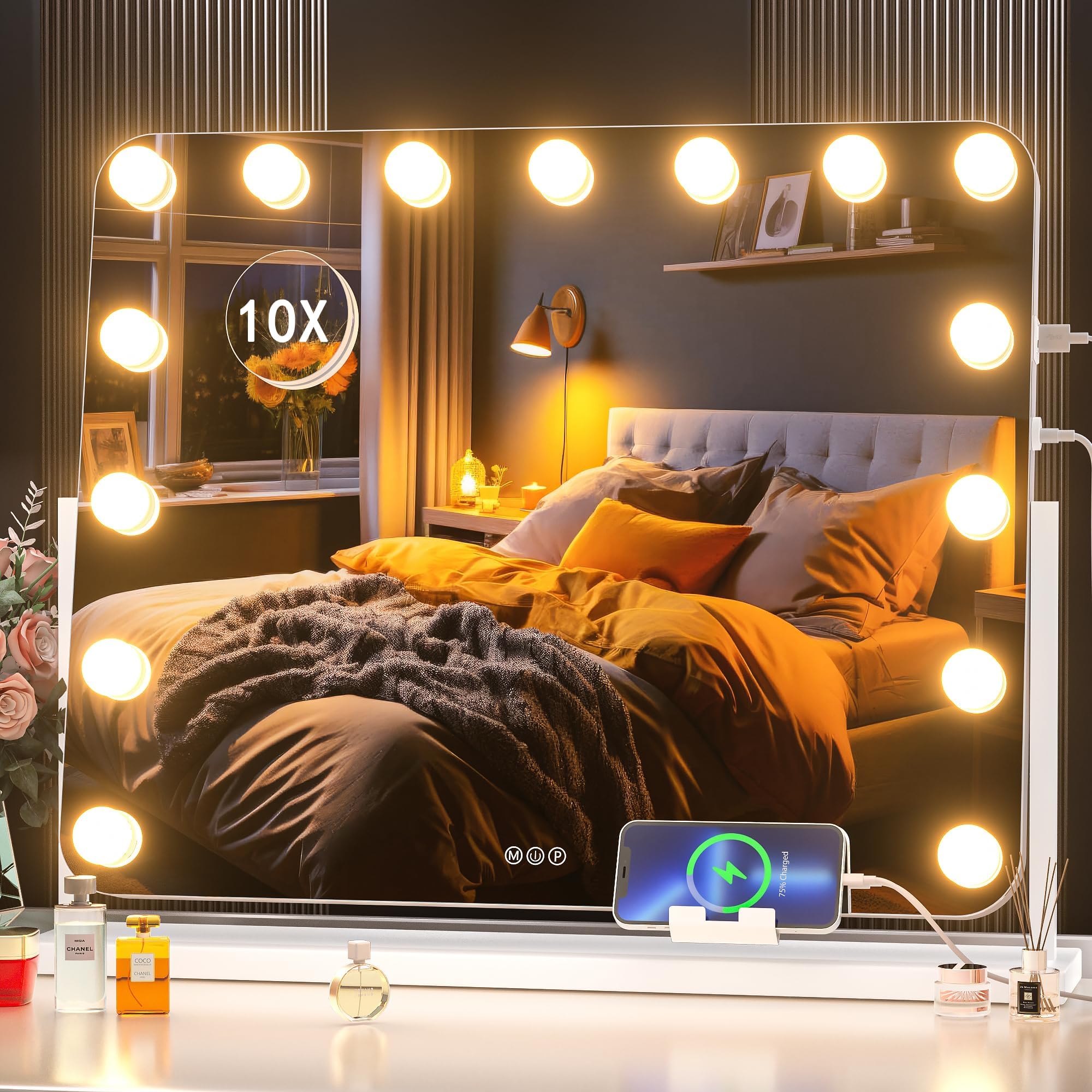 Amazon.com - 23" x 18" Vanity Mirror with Hollywood Lights, Makeup ...
