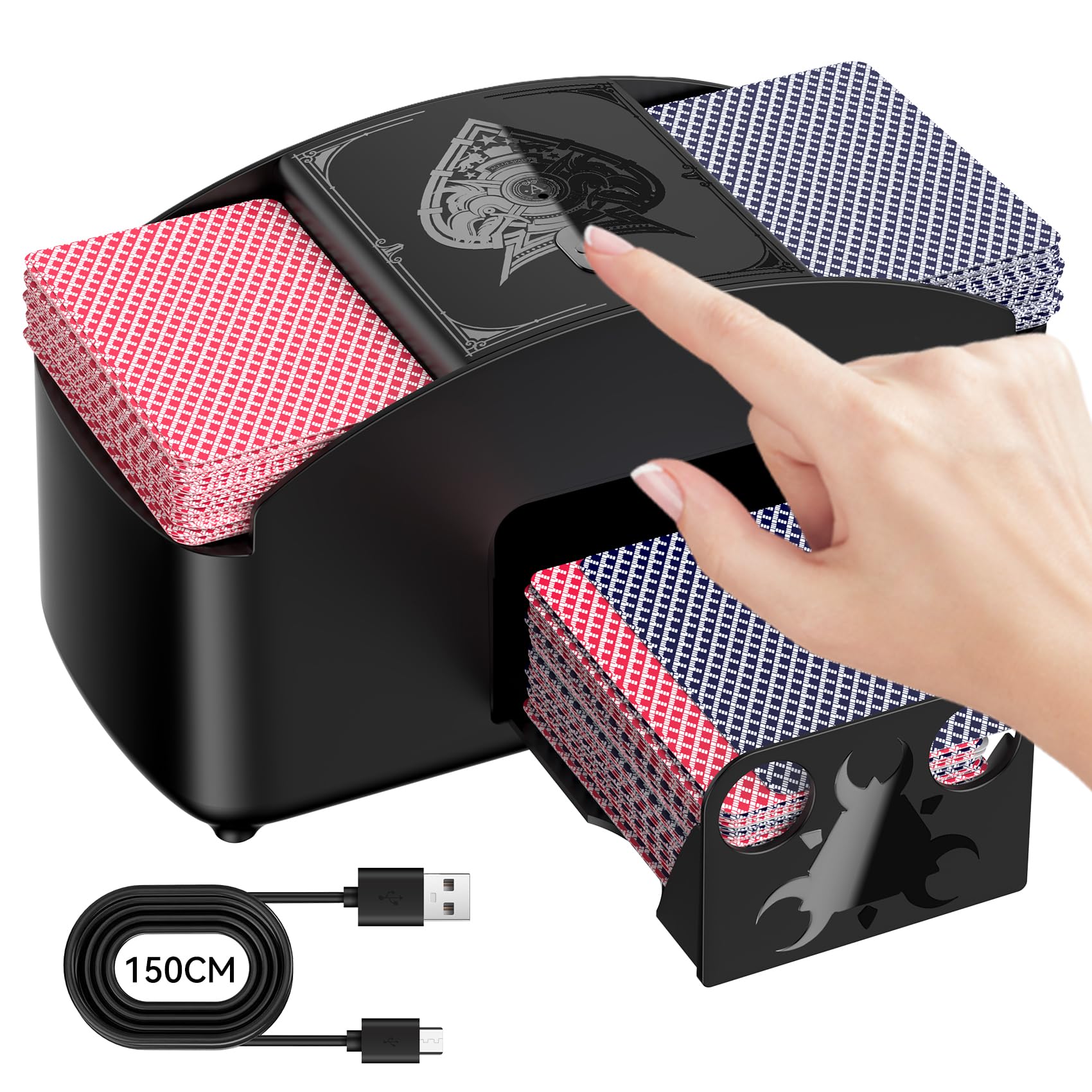 Amazon.com : HJCMikee Automatic Card Shuffler 1-2 Deck, Electric UNO ...
