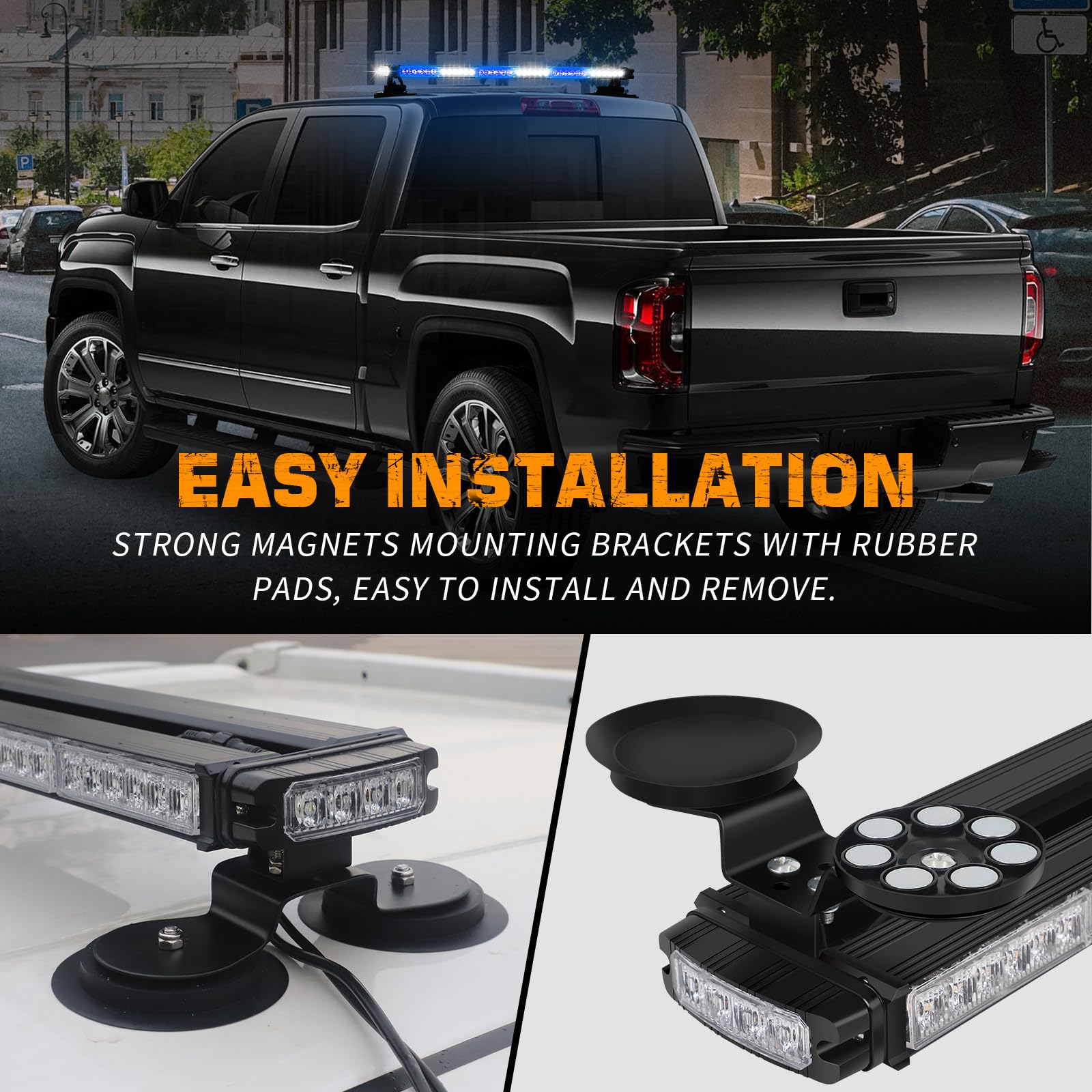 Snapklik.com : 28.4" 80 LED Roof Top Blue White Emergency Light Bar ...