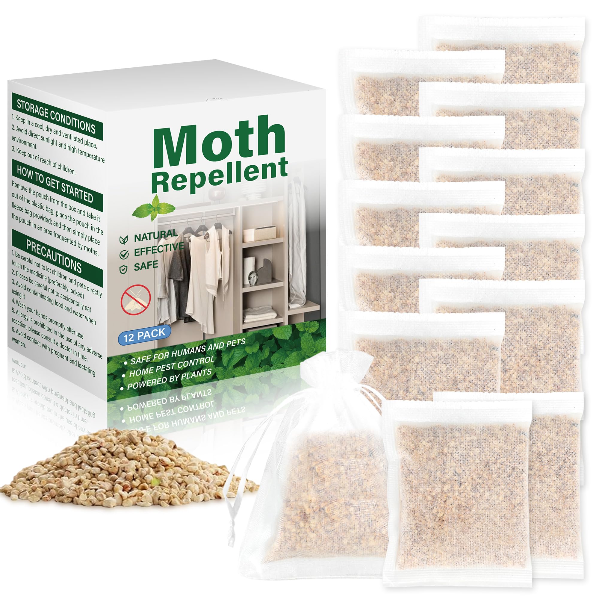Amazon.com : 12 Pack Moth Repellent for Closets, Peppermint Effective ...