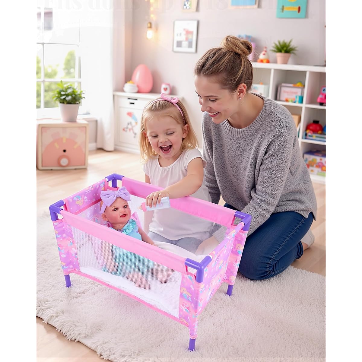 $6/mo - Finance BABESIDE Baby Doll Crib Playset with Bedding ...