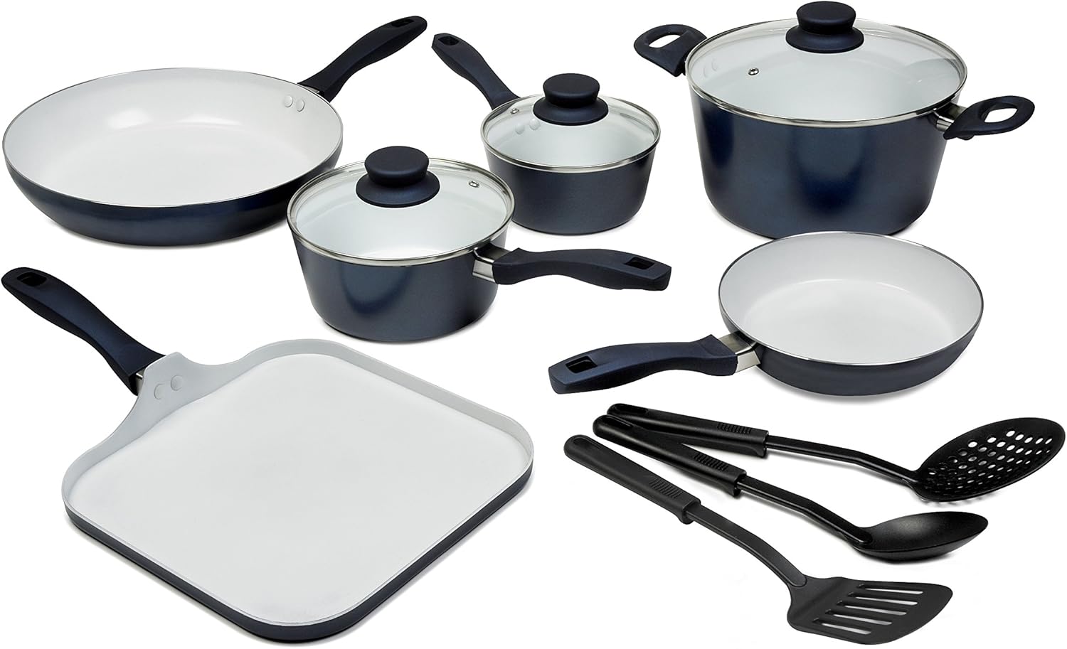 Amazon.com: Victoria 12-Piece Cookware Set, Nonstick White Ceramic ...