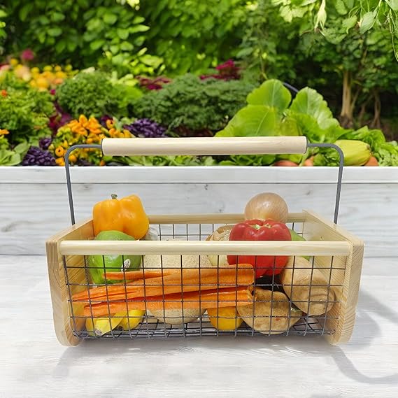 Amazon.com: Garden Hod Harvesting Basket | Stylish Wooden Maine Hod ...