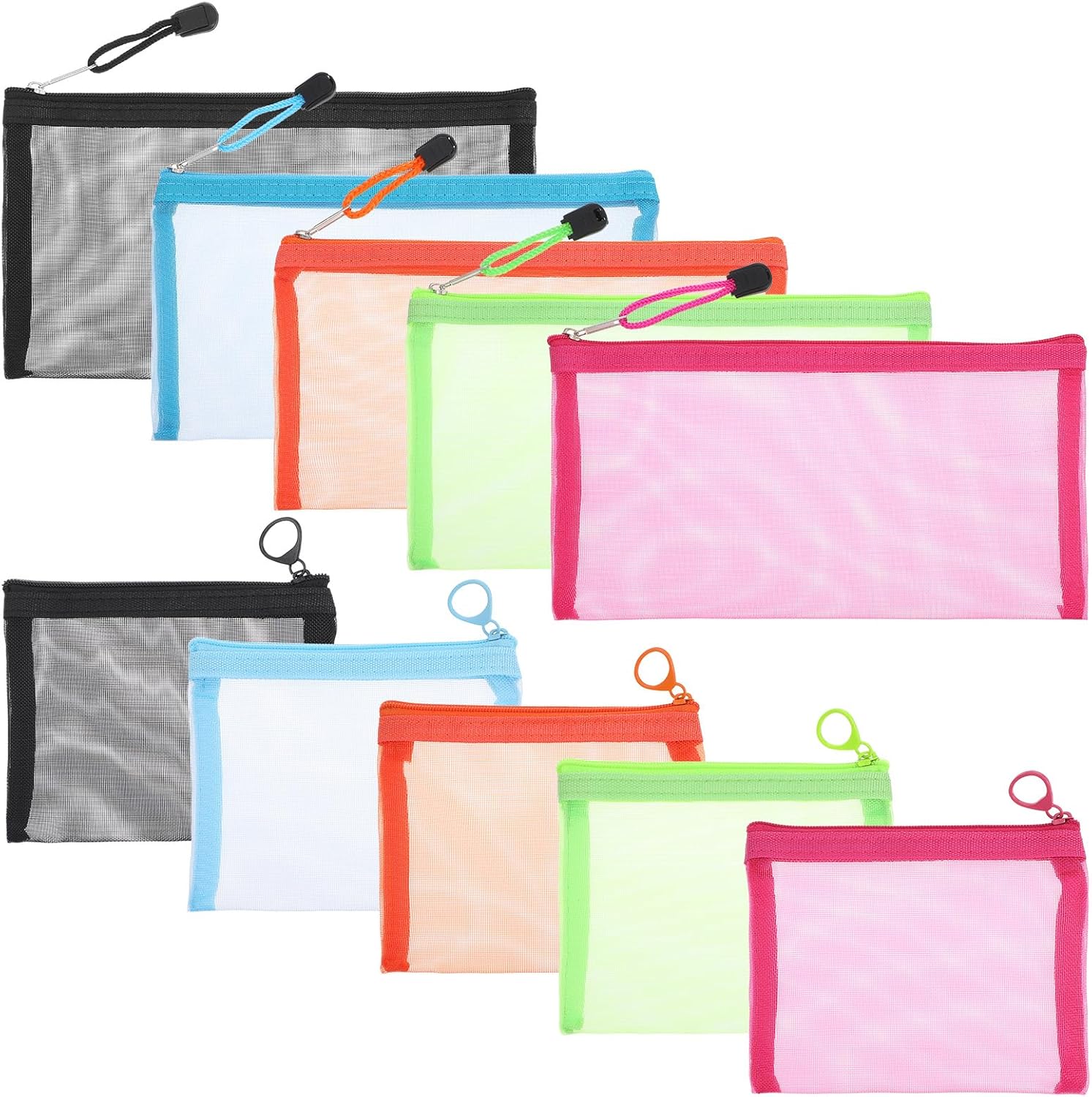 Amazon.com: 10pcs Mesh Zipper Pouch 2 Sizes Multicolor Zip Bags, Mesh ...