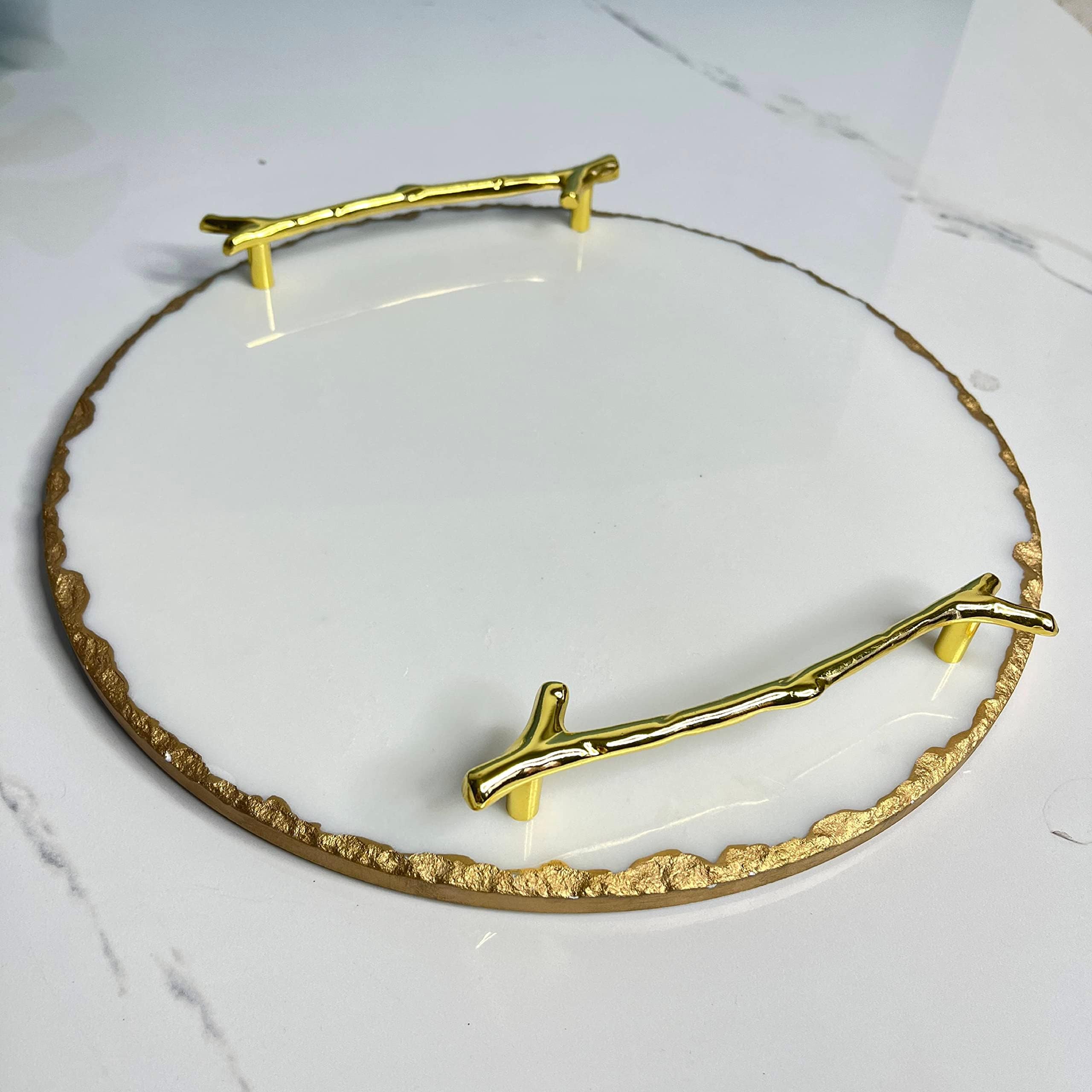 Luxury Marble Tray with Stylish Metal Handles, Vanity Tray, Marble ...