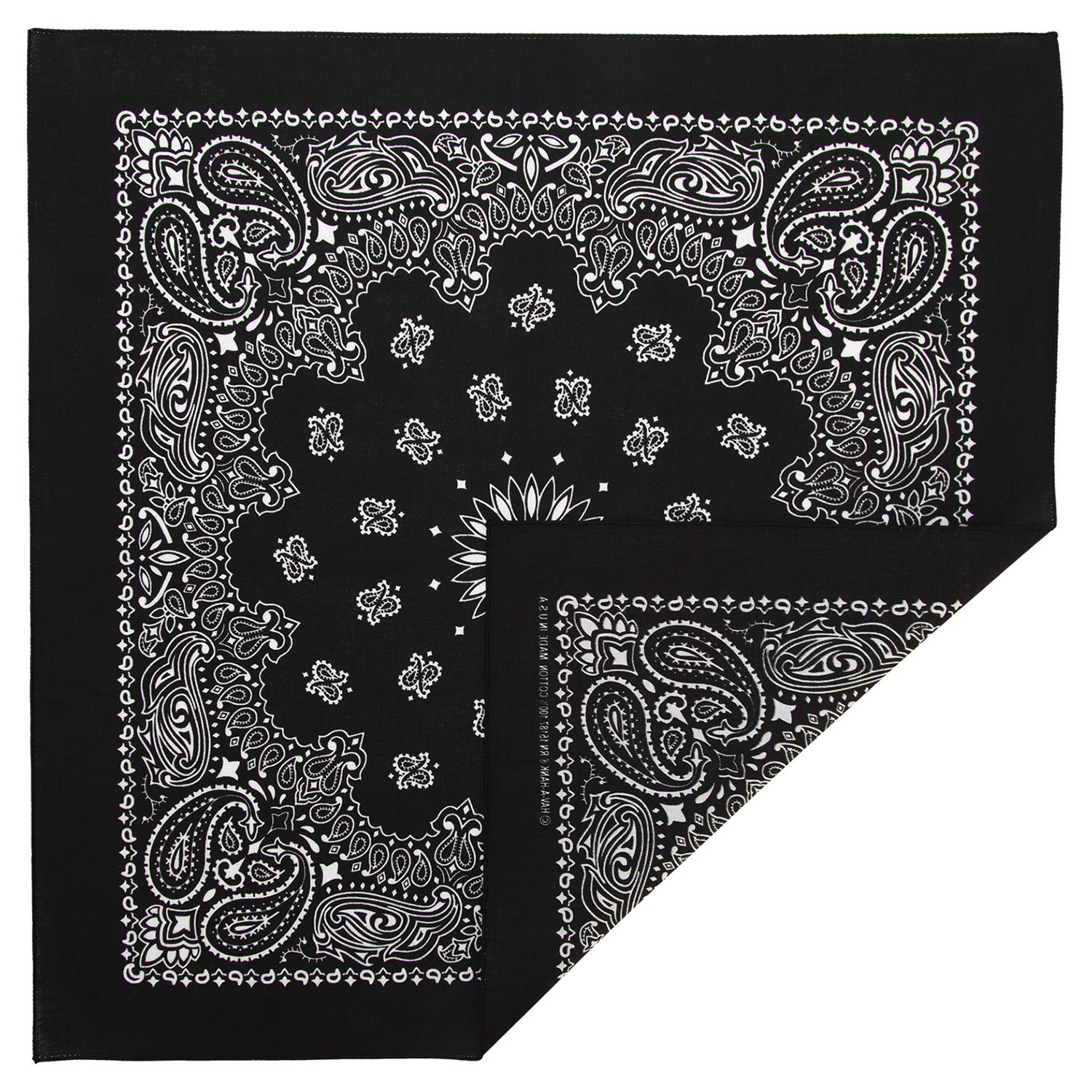 100% Cotton Western Paisley Bandanas (22 inch x 22 inch) Made in USA
