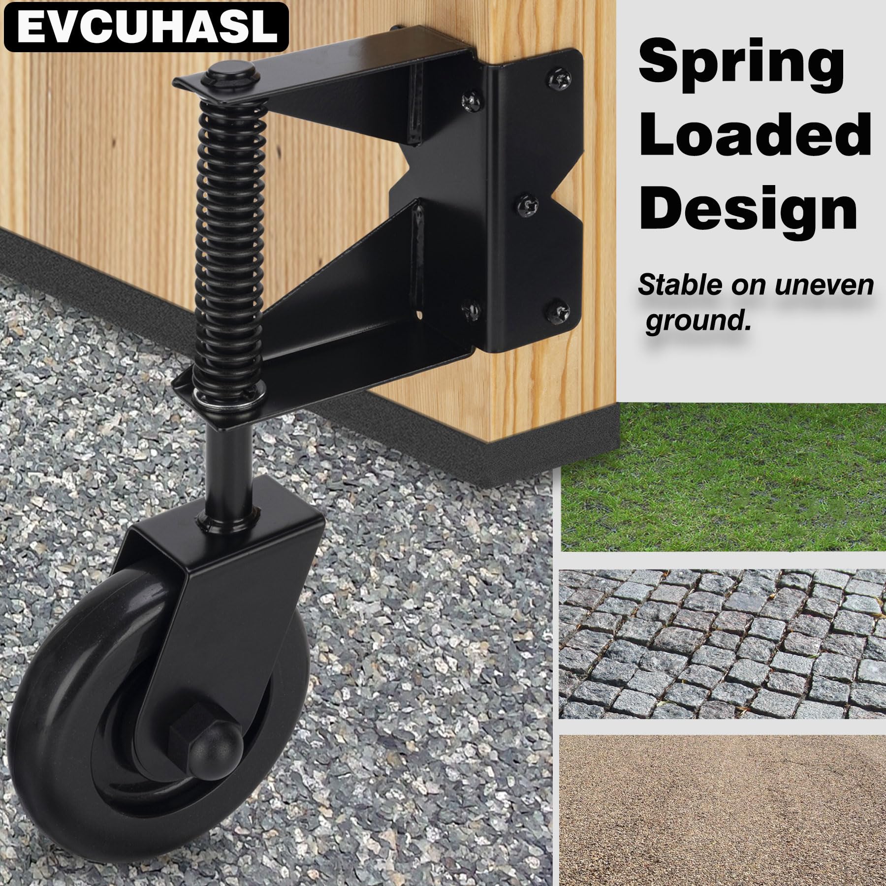 Snapklik.com : Gate Wheel, Spring Loaded Gate Caster, Heavy Duty Wooden ...