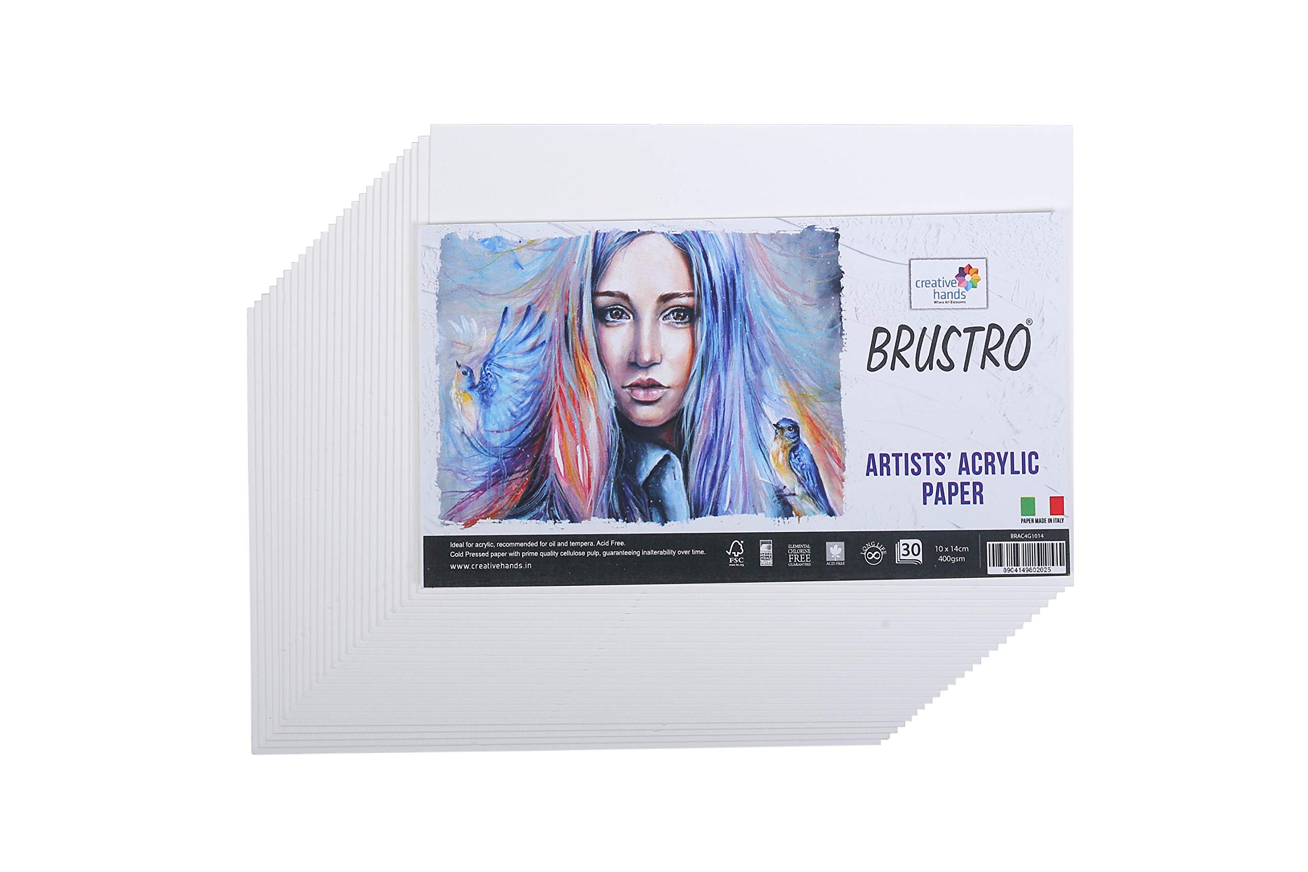 Brustro Artists Acrylic Paper 400GSM- 30 Sheets. Size (Small) 10 cm X ...