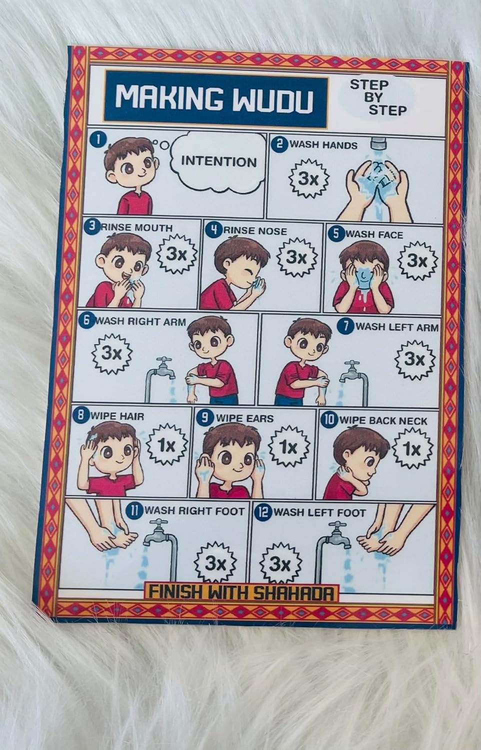 Amazon.com: Wudu Steps Cling for Kids, How to Perform Wudu, Reusable ...