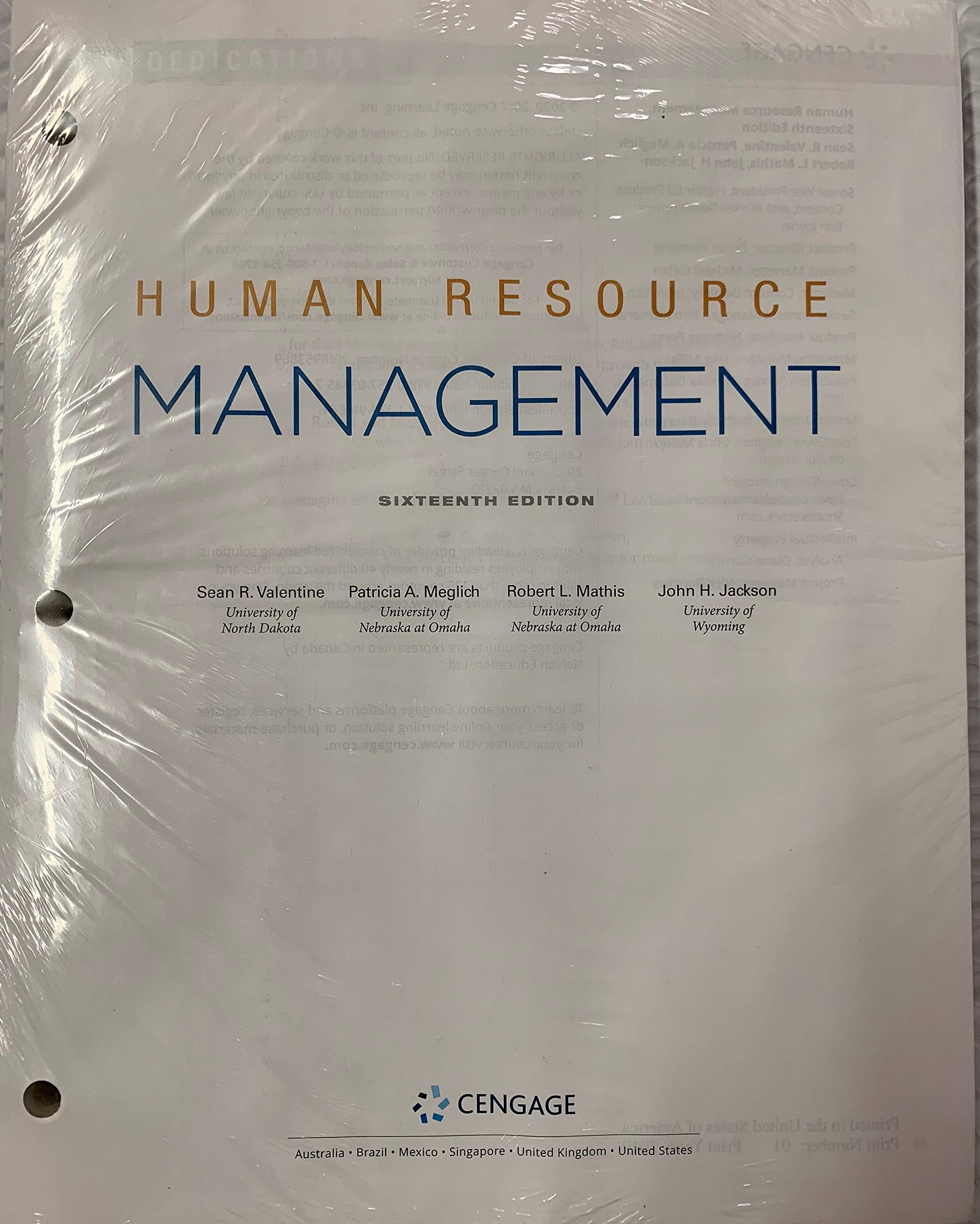 HUMAN RESOURCE MANAGEMENT-TEXT (LL): Sean R. Valentine, Patricia A ...