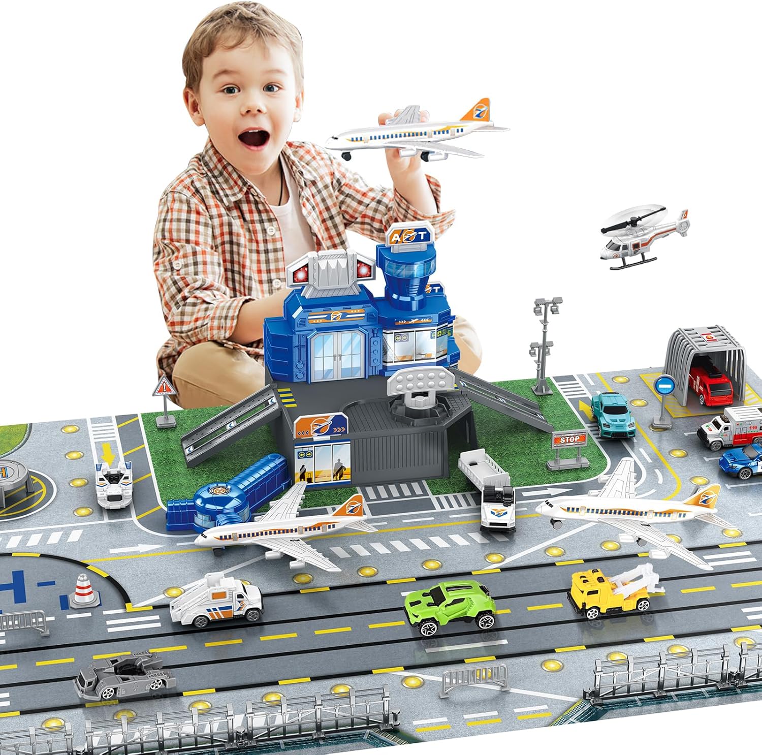 Amazon.com: deAO Airplane Toys for Kids with Trucks, Helicopter,Planes ...