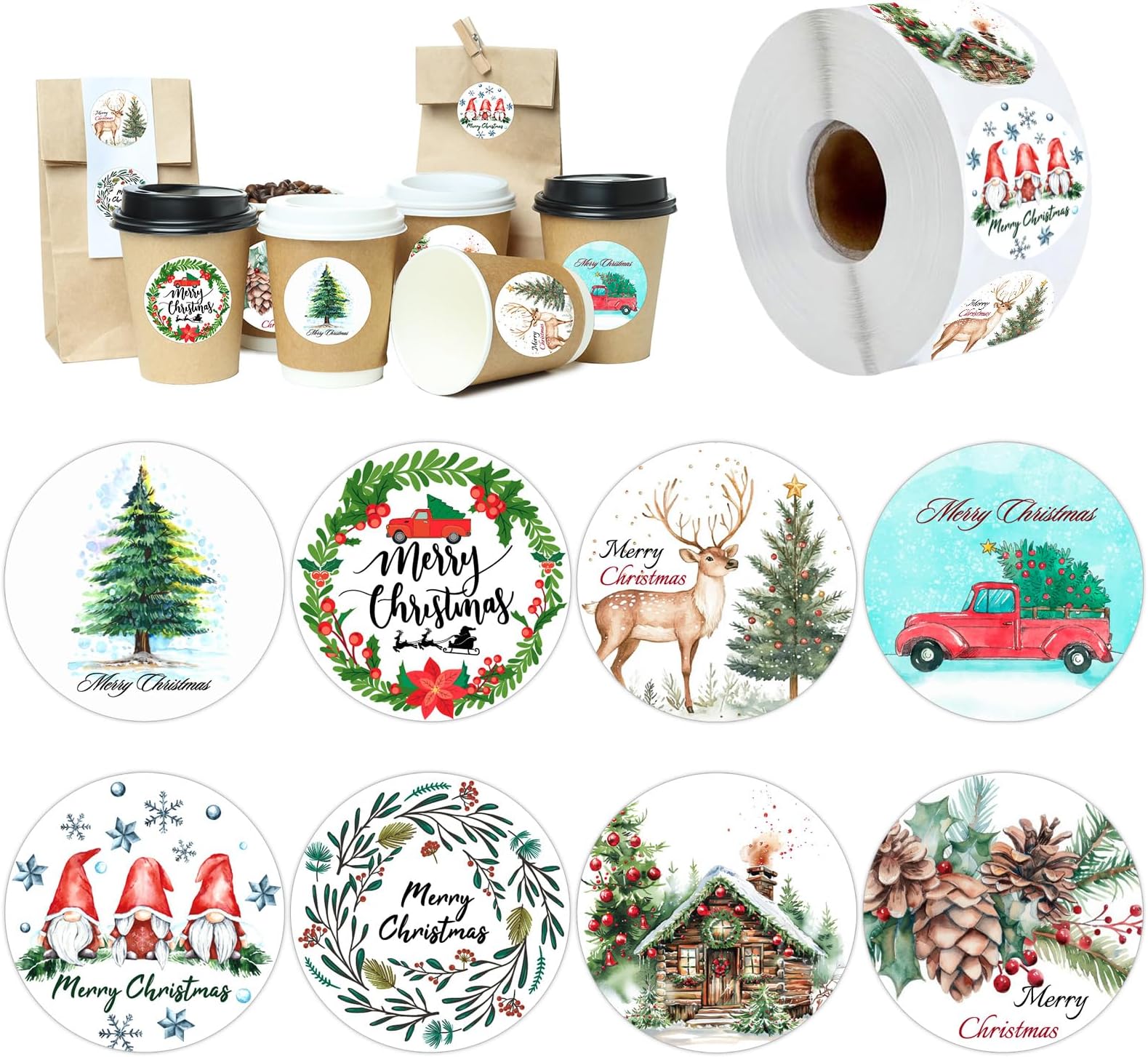 Amazon.com: 500Pcs Christmas Stickers,Christmas Labels, Christmas Gift ...