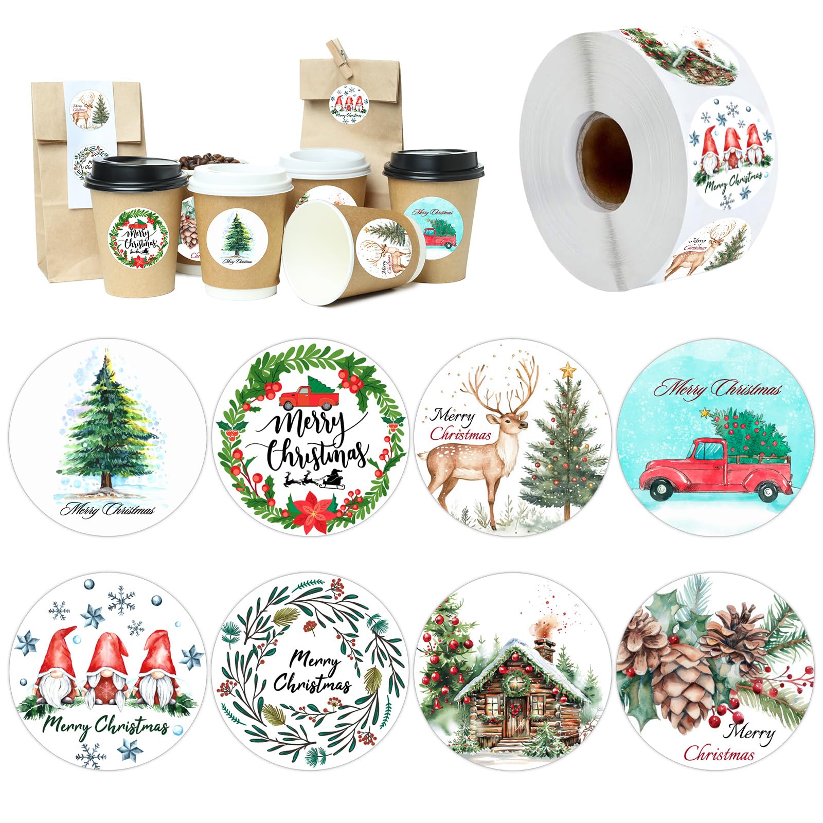 Amazon.com: 500Pcs Christmas Stickers,Christmas Labels, Christmas Gift ...
